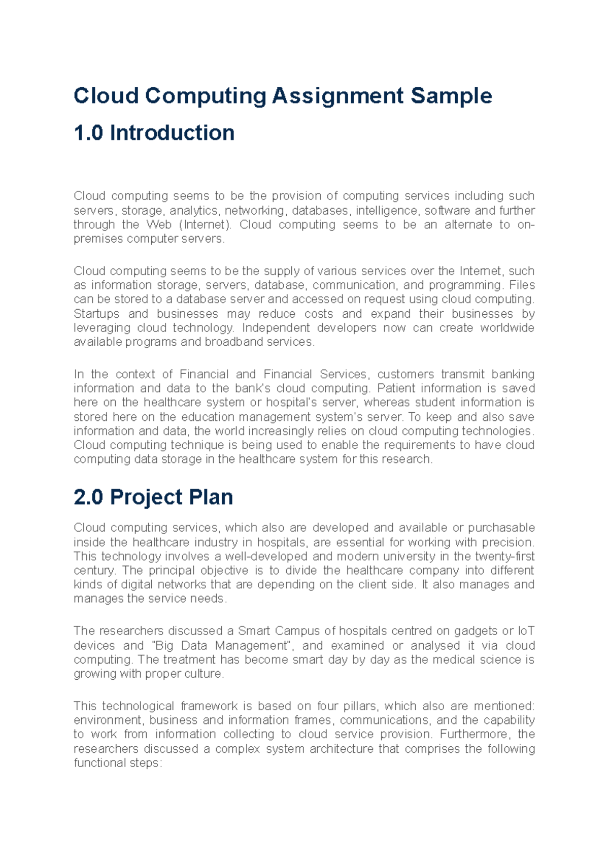 Cloud Computing Assignment Sample - Cloud computing seems to be an alternate to on- premises ...