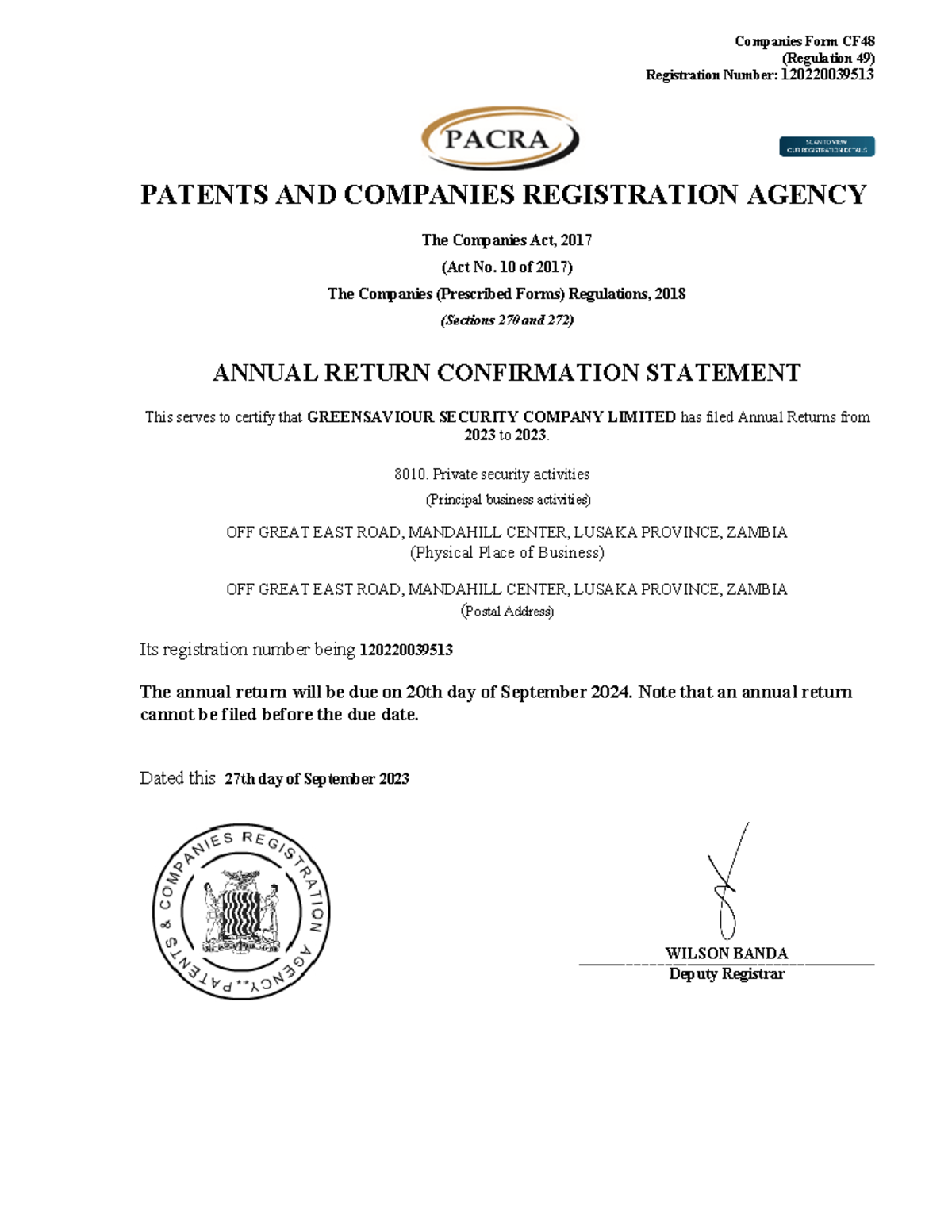 Document 910960 - Research - Companies Form CF (Regulation 49 ...