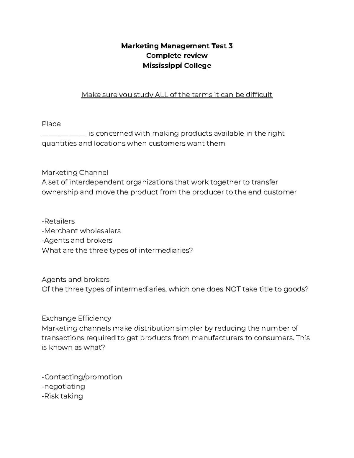 Marketing Management Test 3 - This is known as what? -Contacting ...