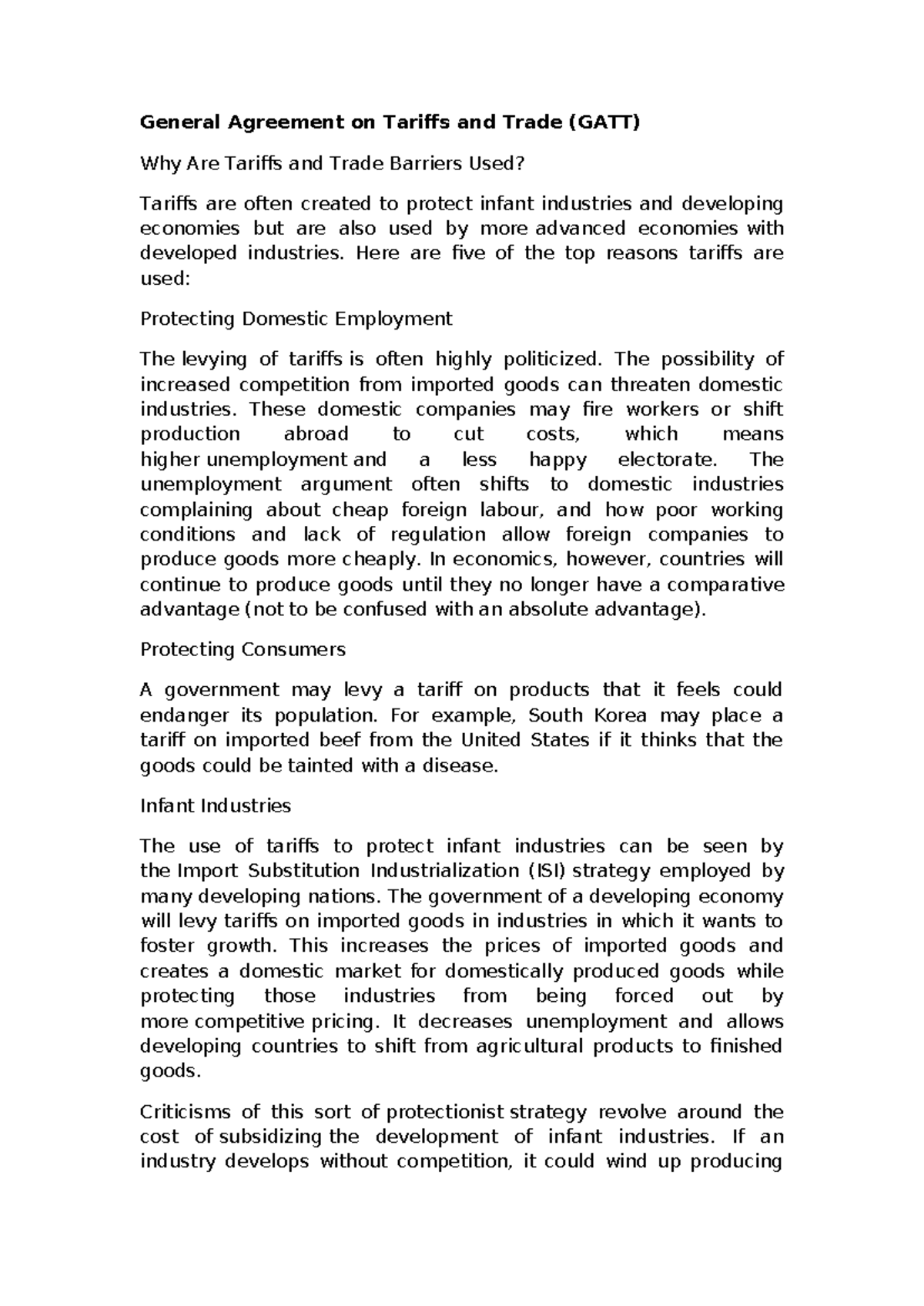 General Agreement on Tariffs and Trade - Here are five of the top ...