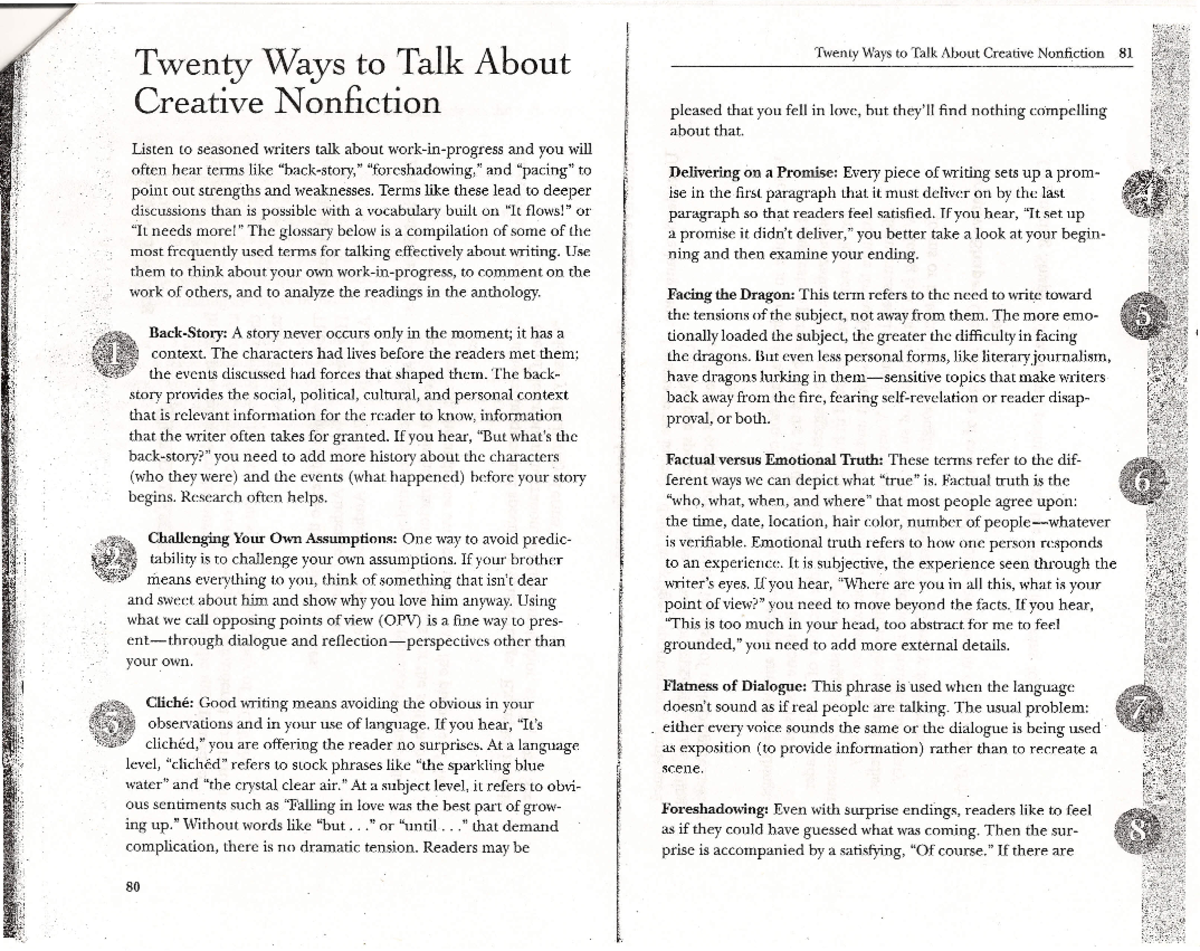 20 Ways to talk about creative nonfiction - Twenty Ways to Talk About ...