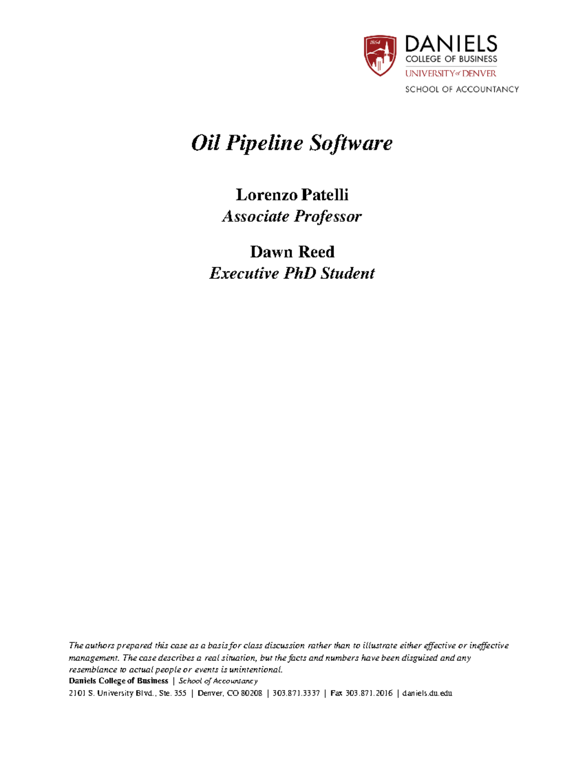 OPS Case Study - Oil Pipeline Software Lorenzo Patelli Associate ...