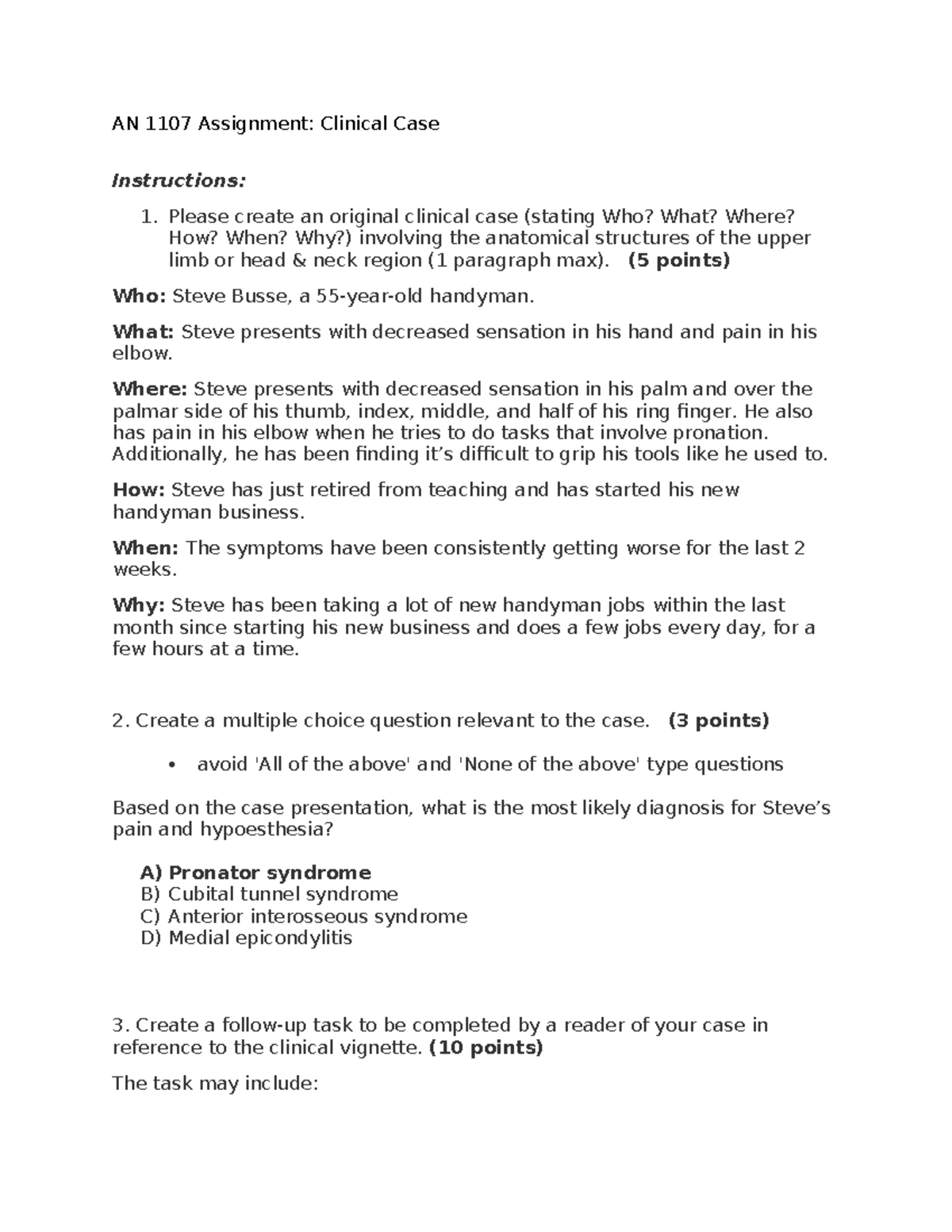 Upper Limb Anatomy 1107 Assignment Brachial Plexus September 2023 - AN 1107 Assignment: Clinical ...