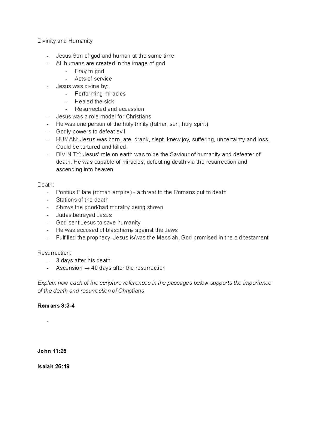 Notes for religion and paragraph example - Divinity and Humanity ...