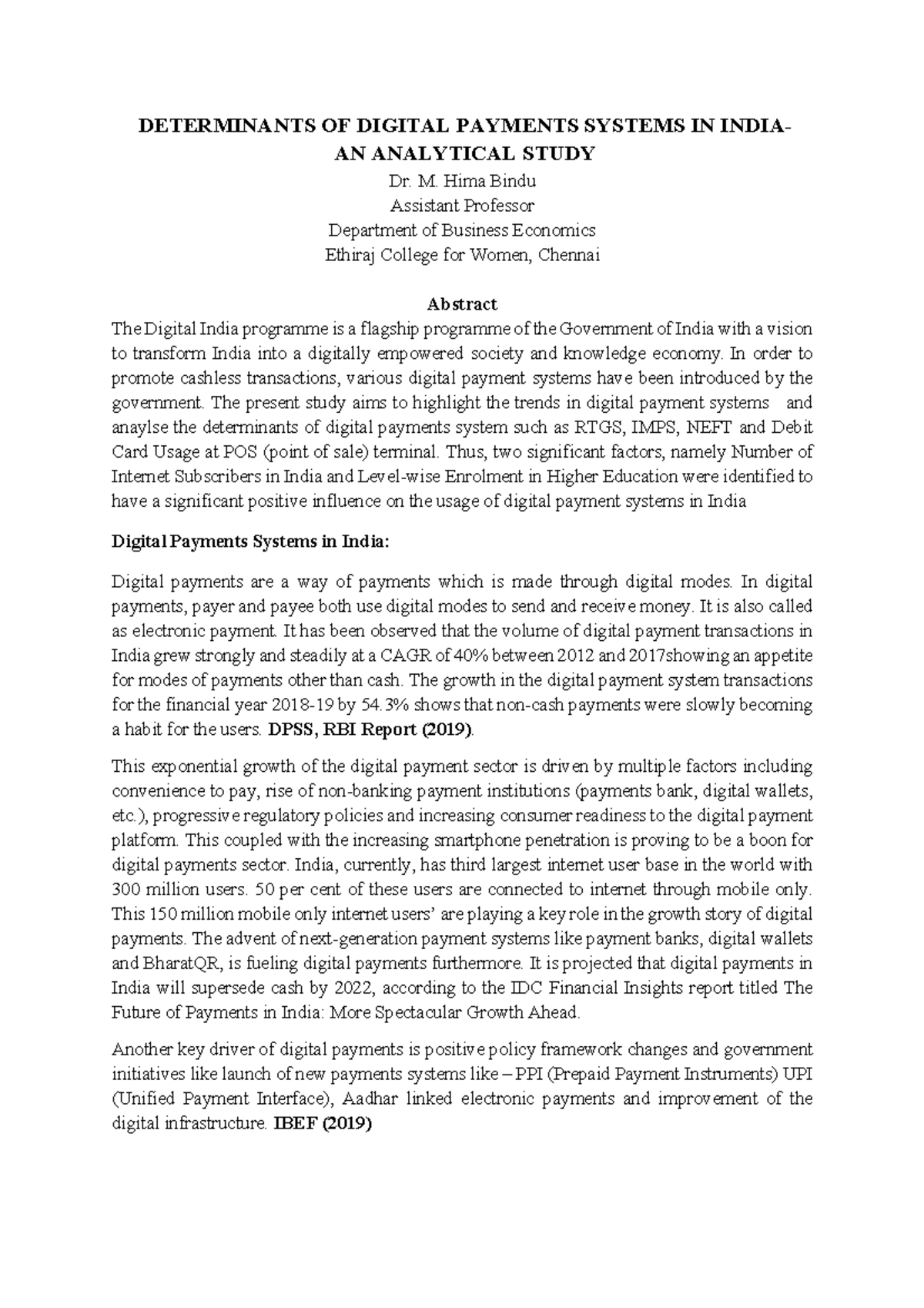 B2 - ...... - DETERMINANTS OF DIGITAL PAYMENTS SYSTEMS IN INDIA- AN ...