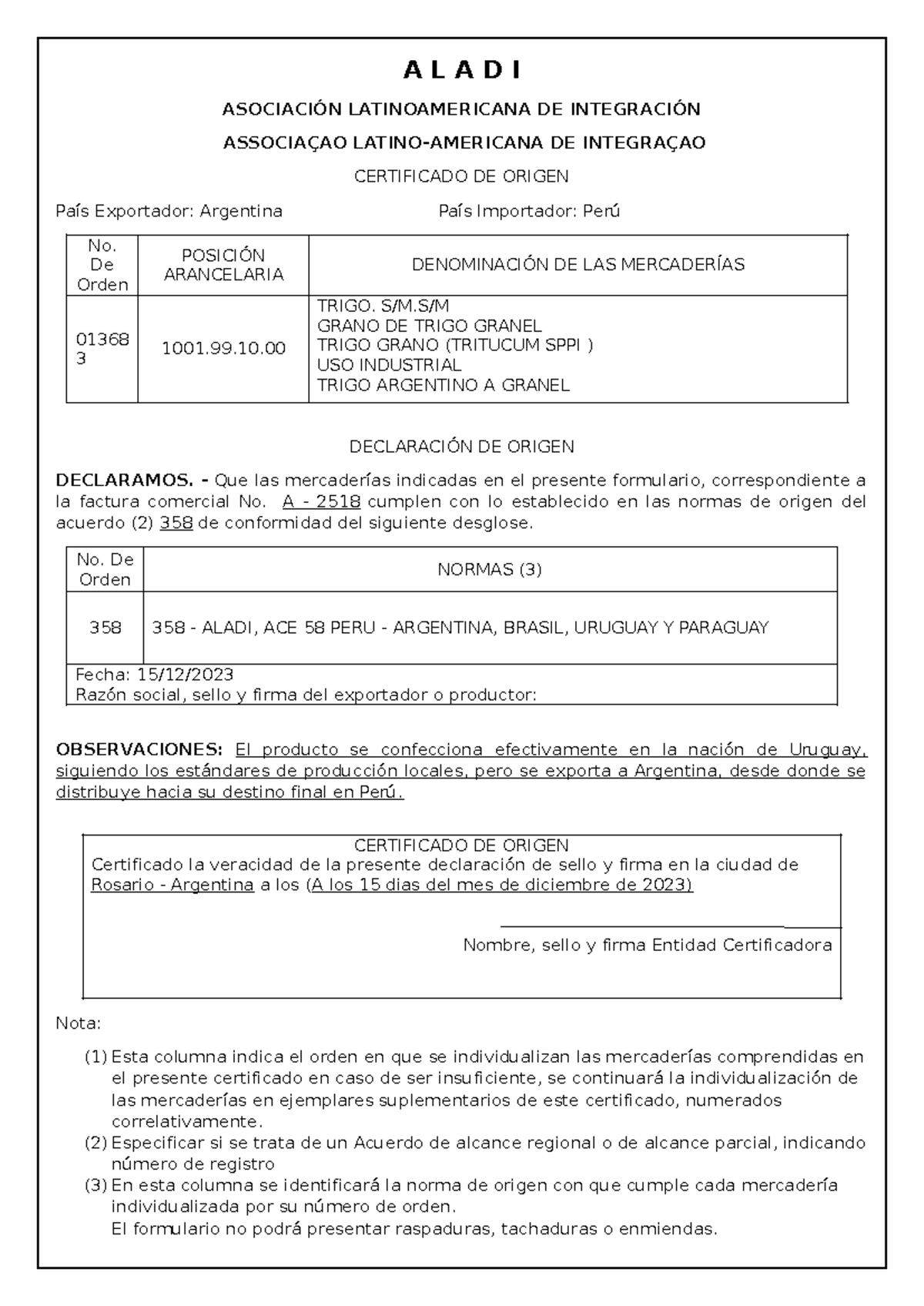 Avance DE Certificado DE Origen - A L A D I ASOCIACIÓN LATINOAMERICANA ...