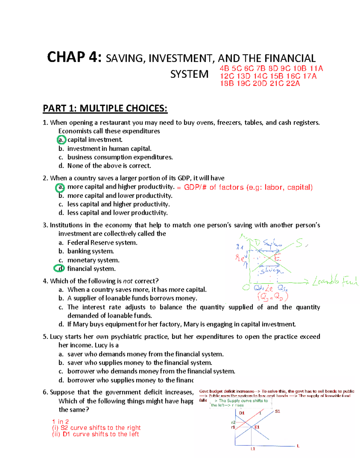 Excercise 4 macro - bài tập chap 4 - CHAP 4: SAVING, INVESTMENT, AND ...