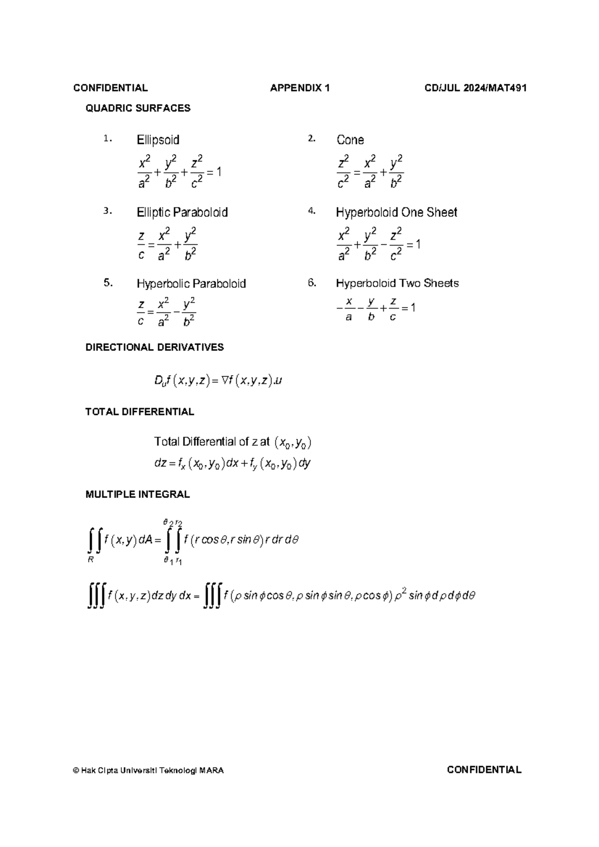 Appendix MAT491 - CONFIDENTIAL APPENDIX 1 CD/JUL 2024 /MAT4 91 © Hak Cipta Universiti Teknologi ...