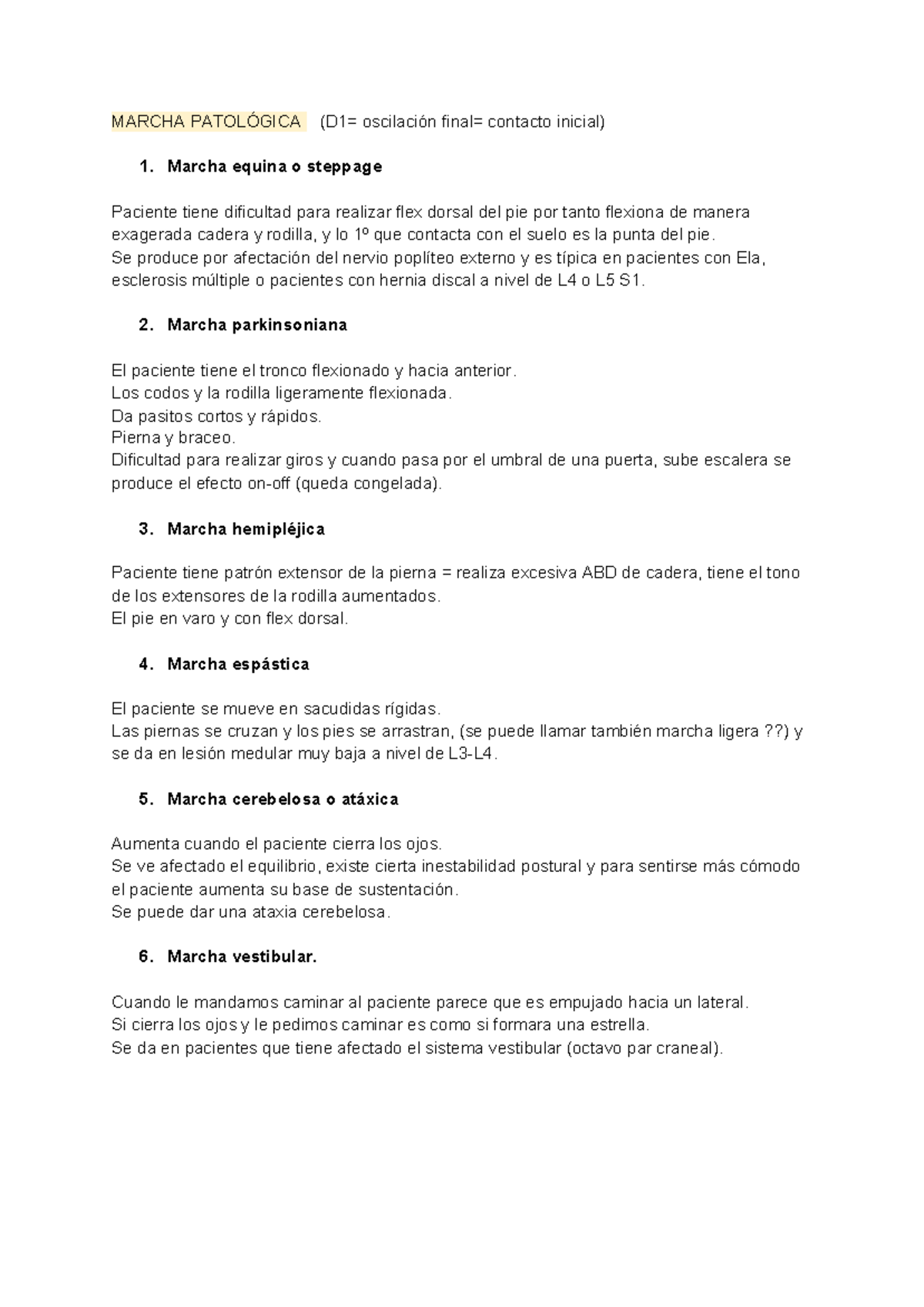 Marcha Patológica - hhhhhhhhhhhhh - MARCHA PATOLÓGICA (D1= oscilación ...