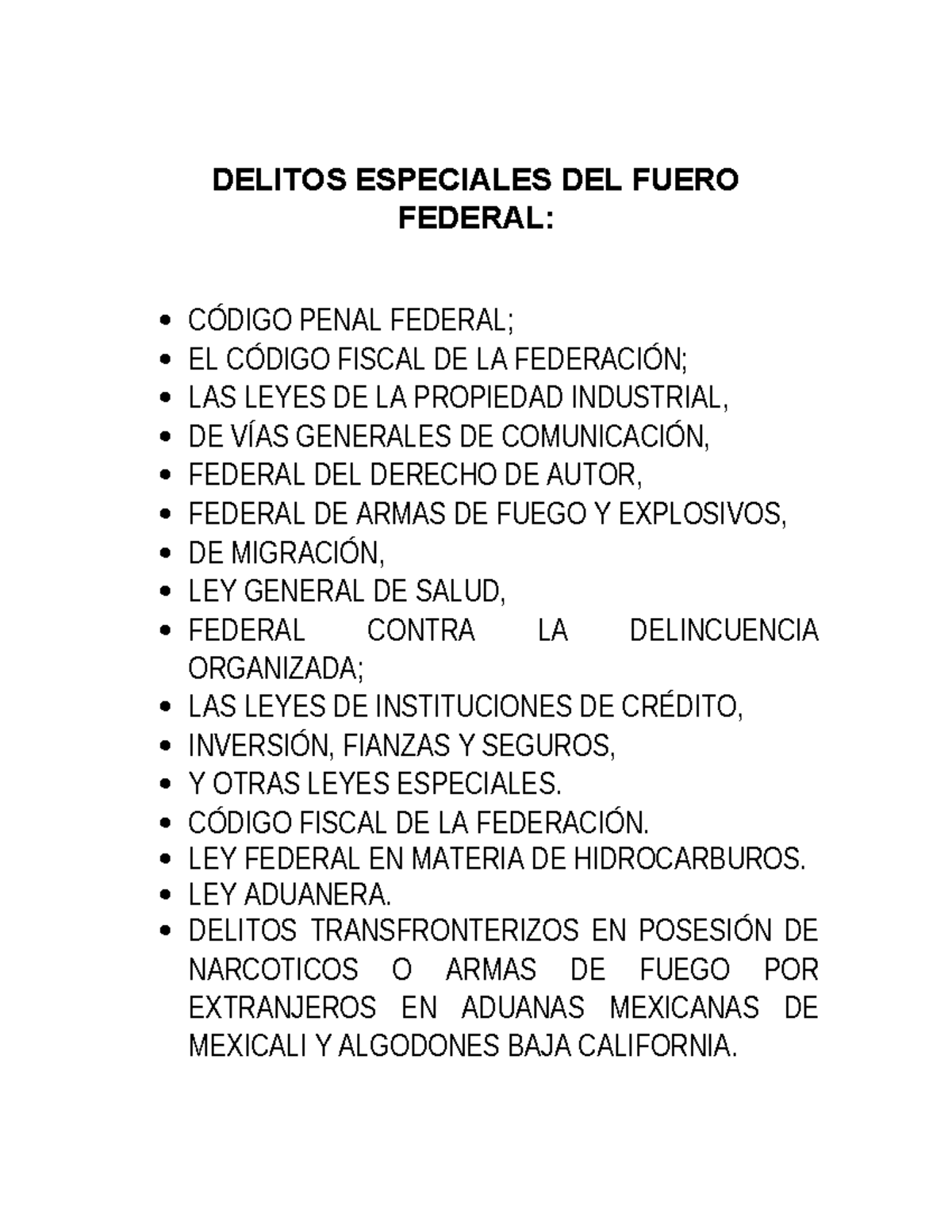 Delitos Especiales DEL Fuero Federal - DELITOS ESPECIALES DEL FUERO ...