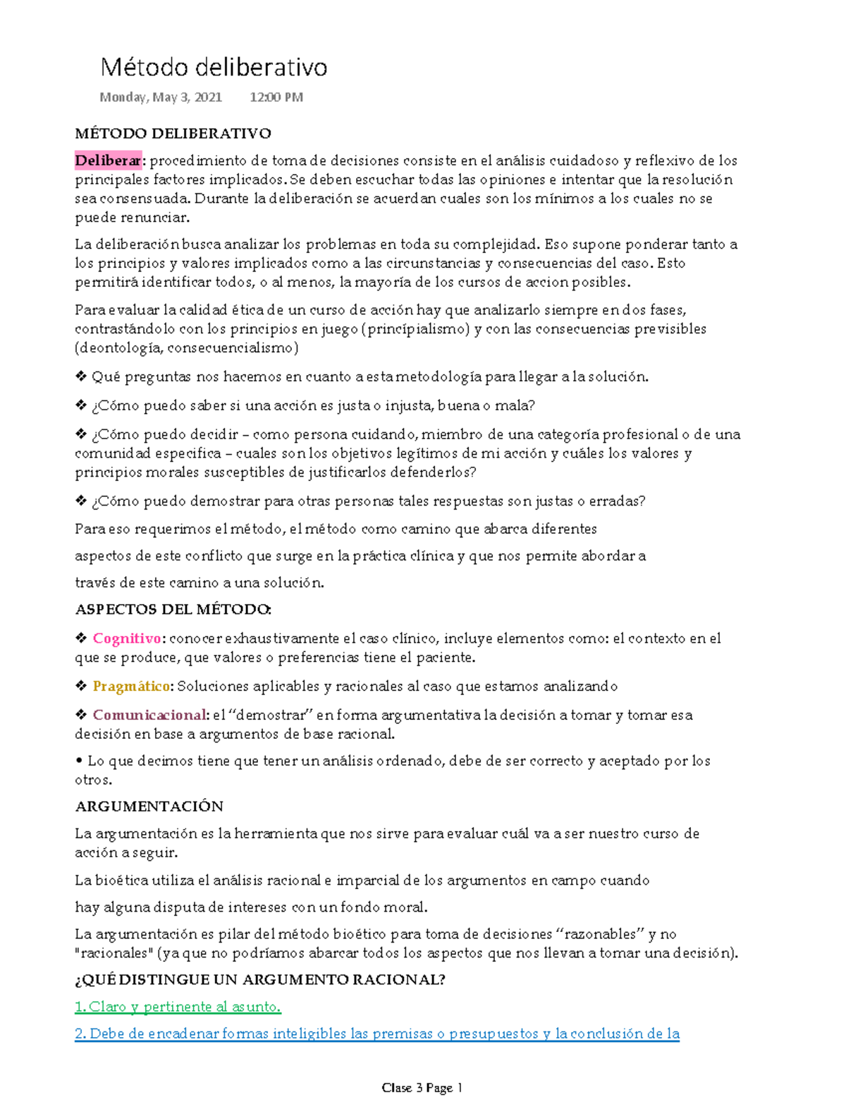 Método deliberativo - Apuntes - M.. DELIBERATIVO Deliberar ...