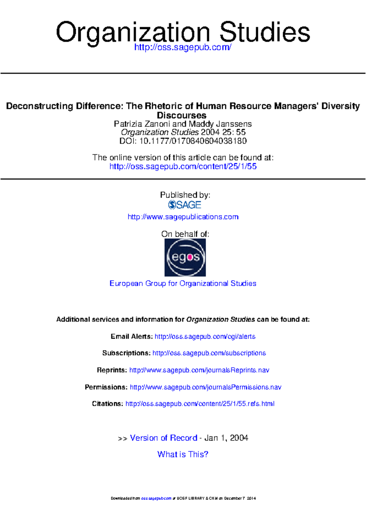 Deconstructing Difference The Rhetoric of Human Resource Managers Diversity Discourses - - Studocu