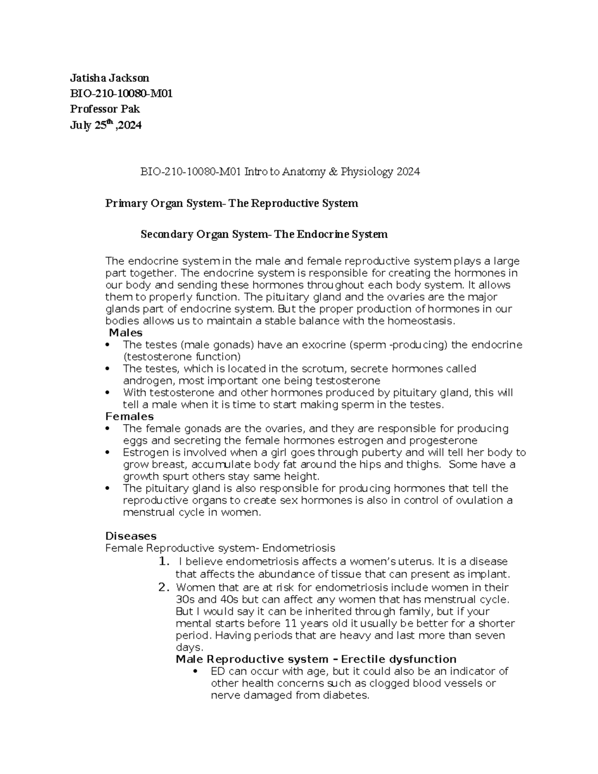 Document 19 - notes - Jatisha Jackson BIO-210-10080-M Professor Pak ...