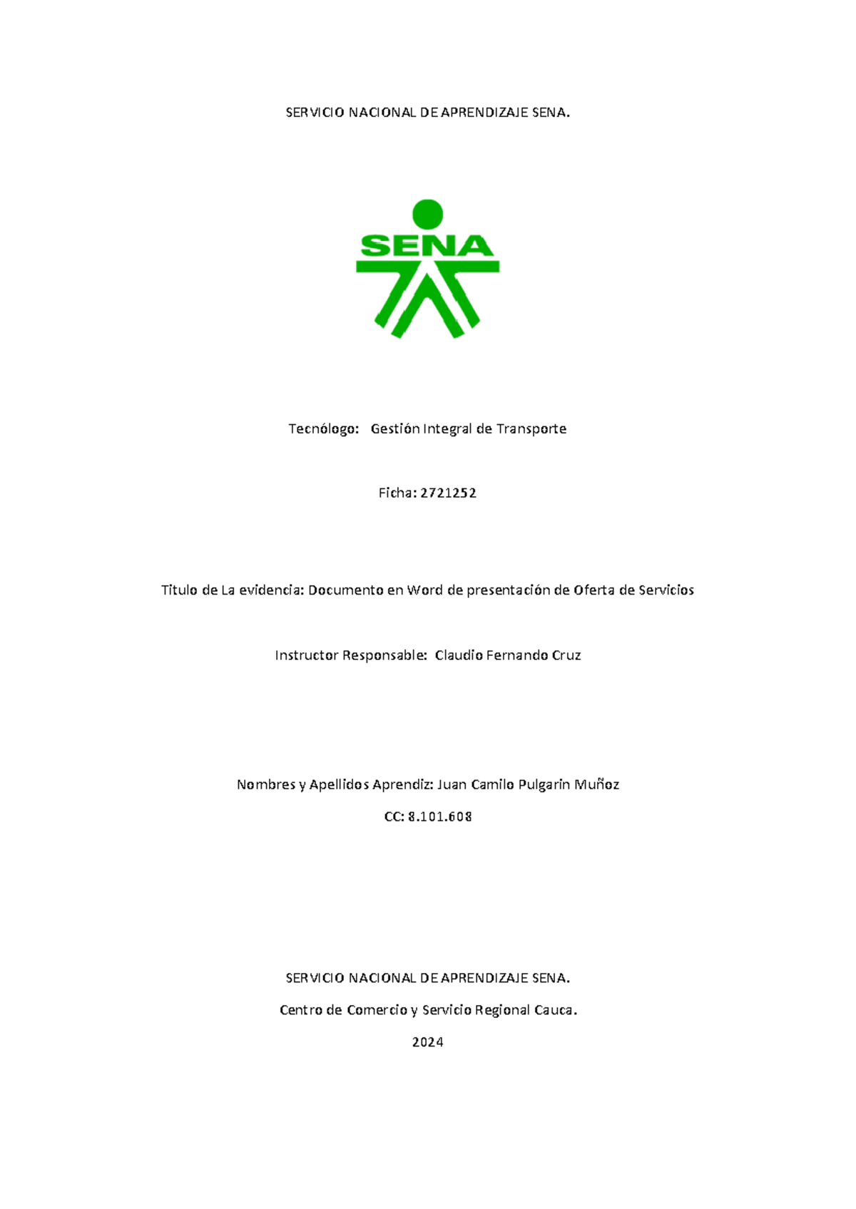 Plantilla Para Hoja De Presentacion Word