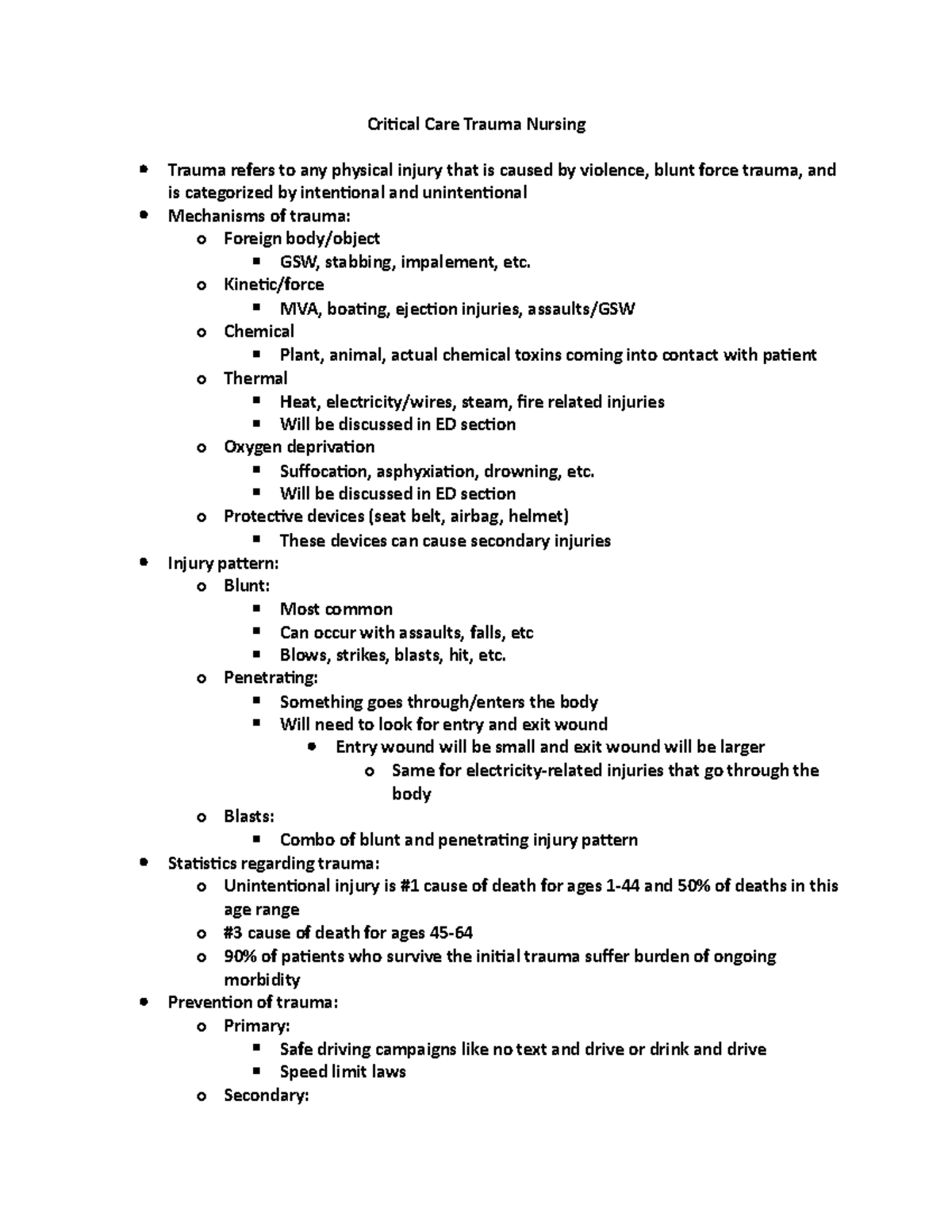 Critical care trauma lecture notes - Critical Care Trauma Nursing ...