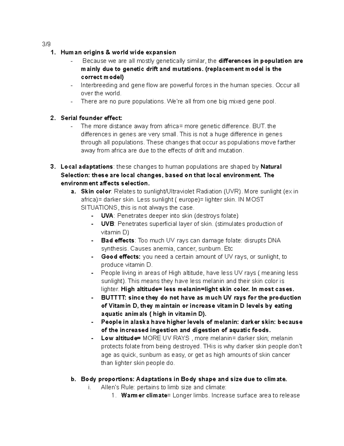 Notes for ANTHP 105 - 3/ 1. Human origins & world wide expansion ...