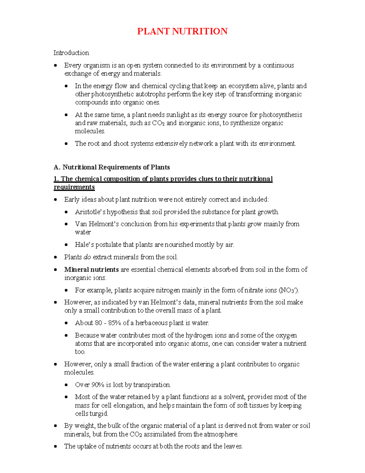Plant Nutrition 1 - PLANT NUTRITION Introduction Every organism is an ...