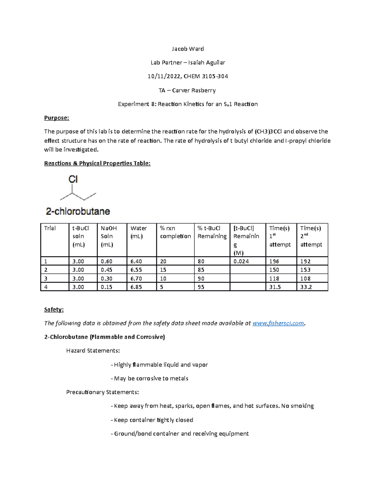 Experiment 8 - Ex 8 - Jacob Ward Lab Partner – Isaiah Aguilar 10/11 ...