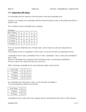Math Book Chapter 1-5 - Math 103 Chapter One Part Five Voting Methods ...
