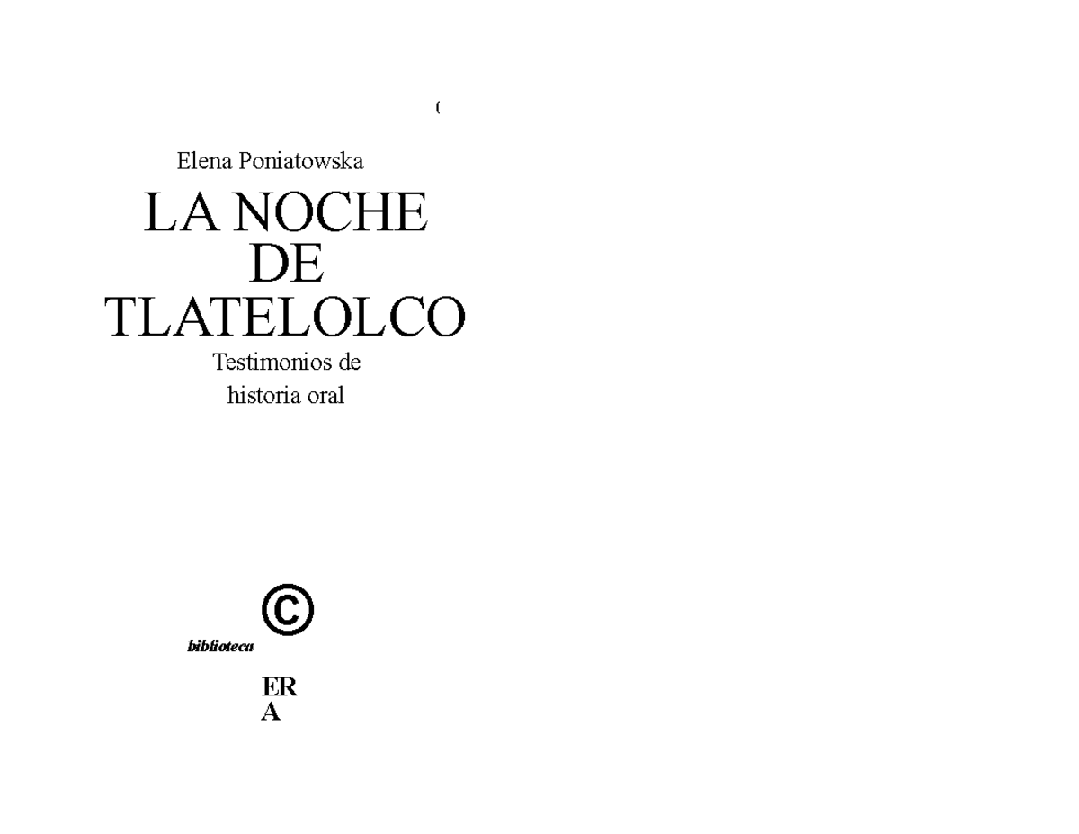 Elena poniatowska tlatelolco - ( Elena Poniatowska LA NOCHE DE ...