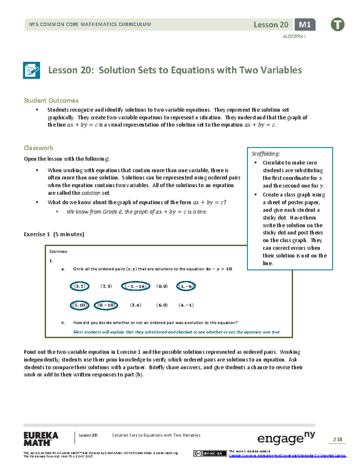 Algebra i m1 topic c lesson 20 teacher - ALGEBRA I Lesson 20: Solution ...