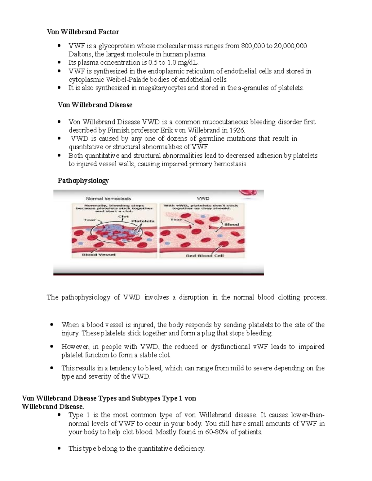 Combined written reports from G1 to G4 1 - Von Willebrand Factor VWF is ...
