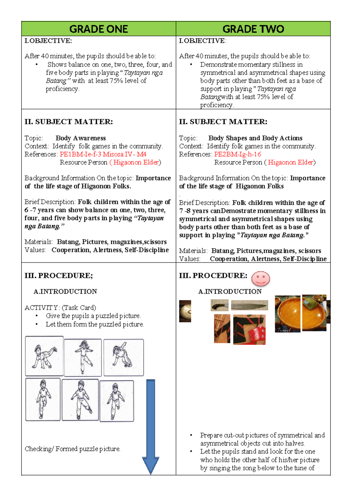 Multigrade Lesson PLAN - GRADE ONE GRADE TWO I: After 40 minutes, the ...