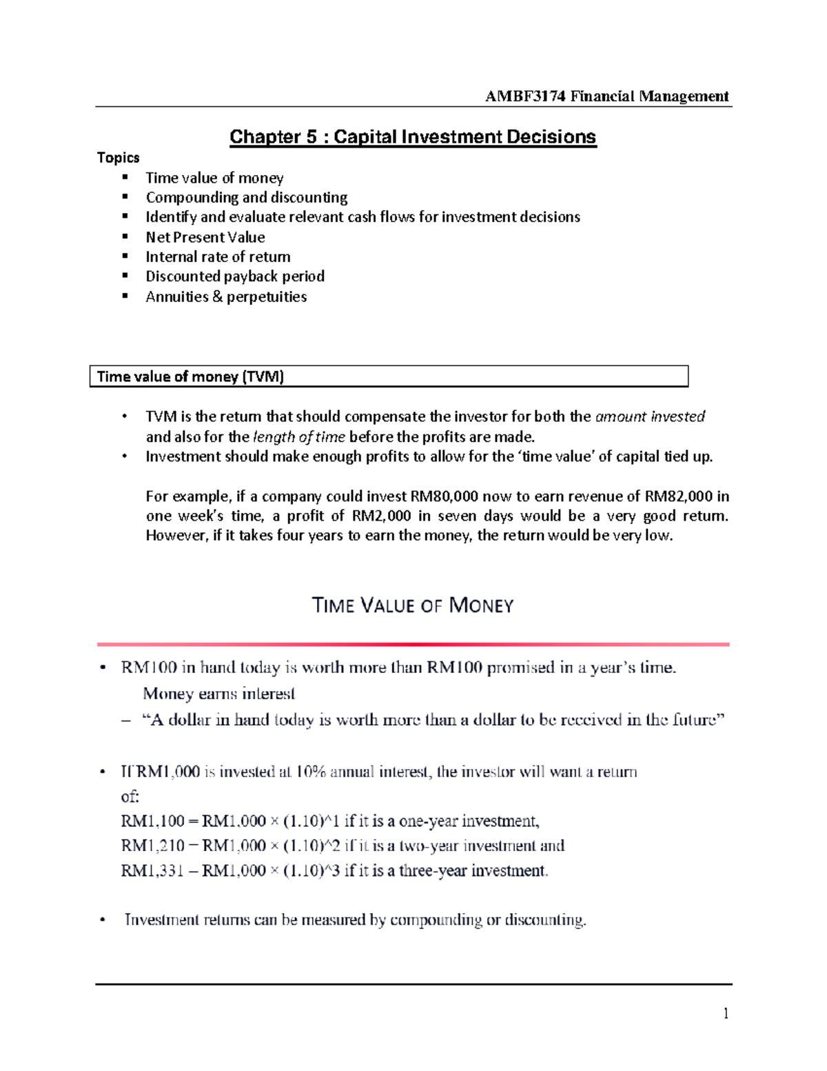 Chapter 5 - Capital Investment Decisions - Chapter 5 : Capital ...