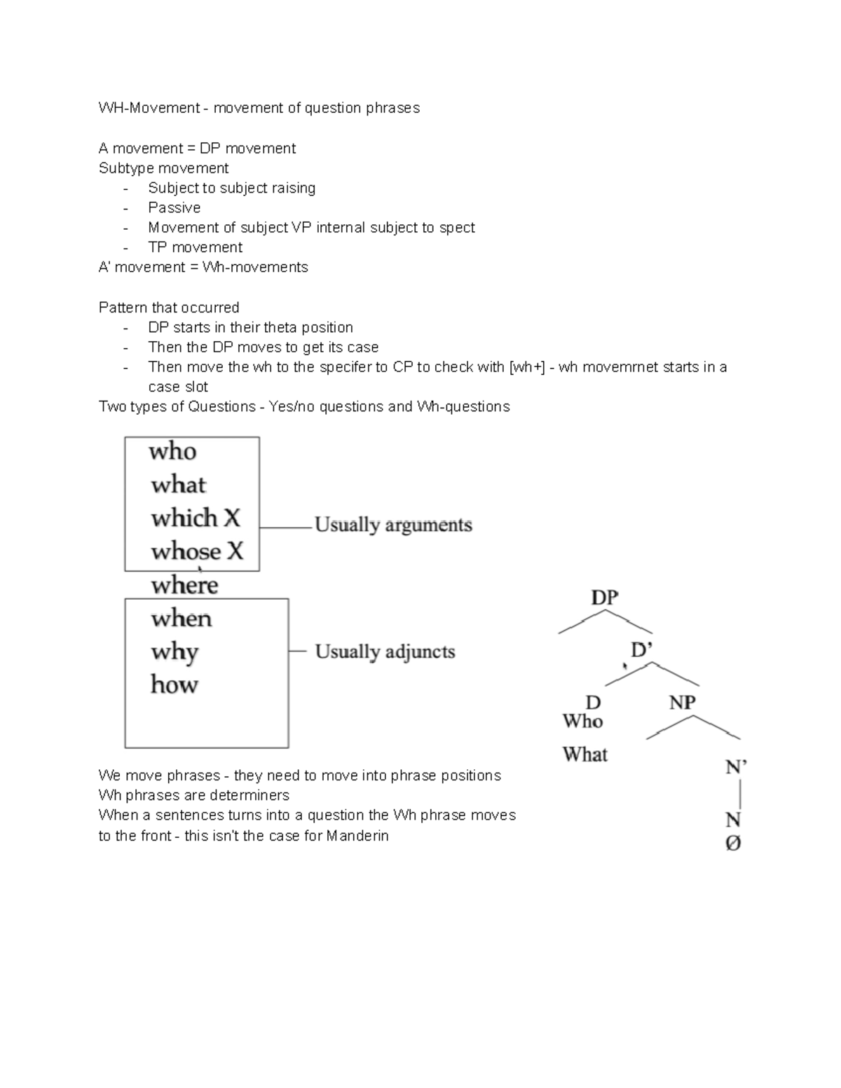 2220 L12 - Wh-Movement and Tying it together - WH-Movement - movement ...