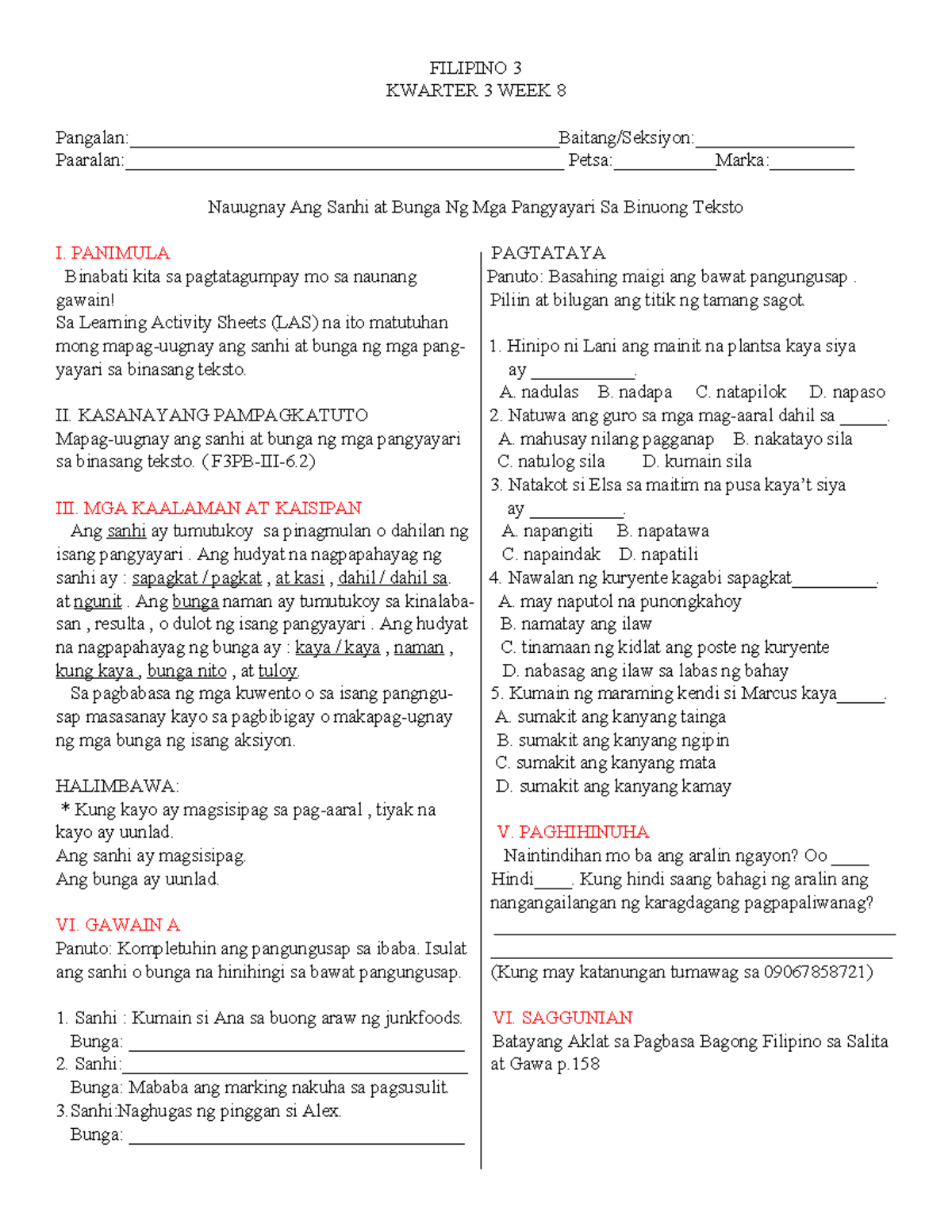 Filipino Grade III-3-Q3-W8 - Learning Activity Sheets - FILIPINO 3 ...