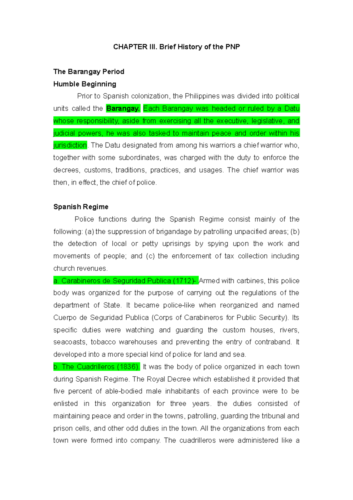Chapter III. Brief History of the PNP - CHAPTER III. Brief History of ...