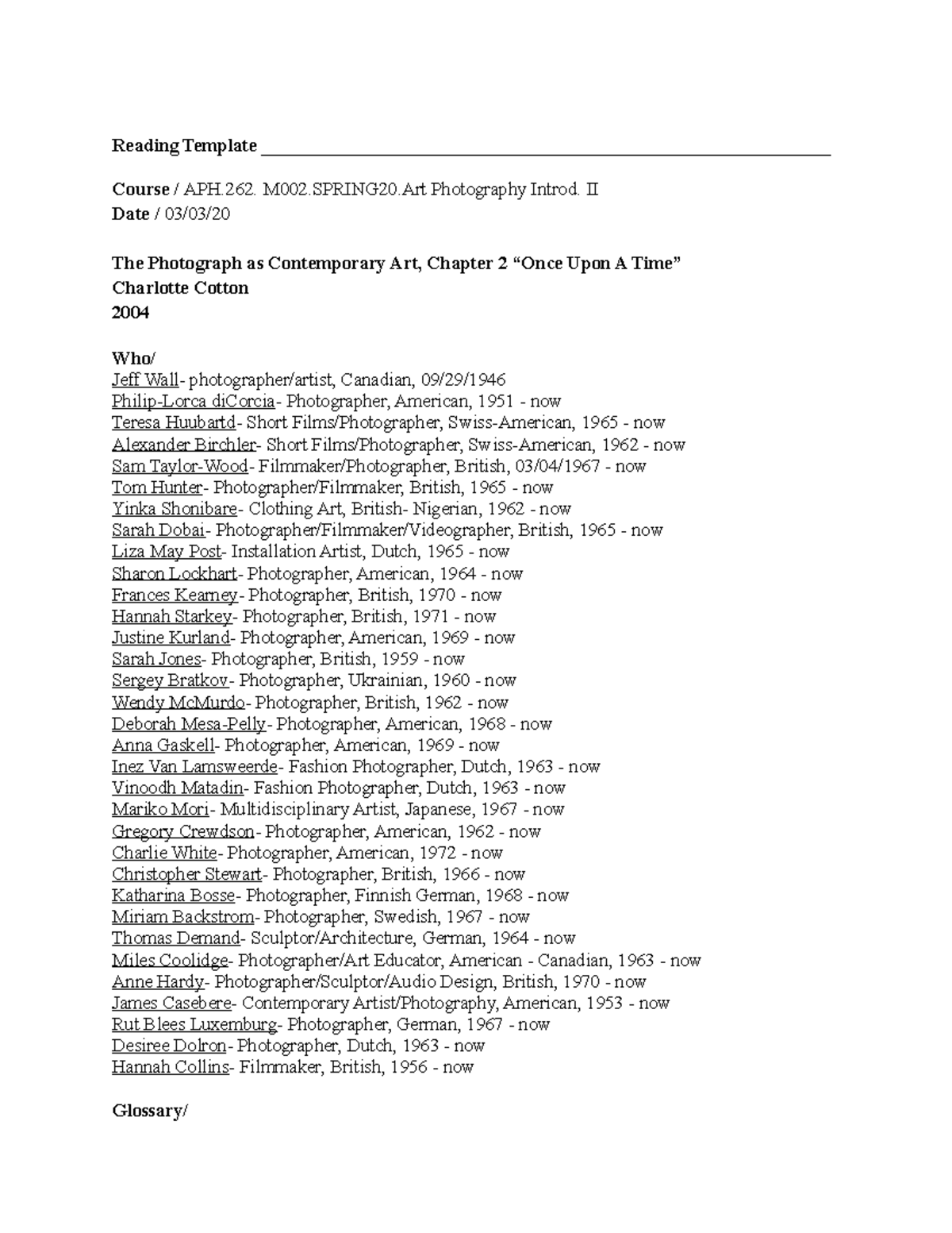 Reading Template 03/03 - Reading Template - Studocu