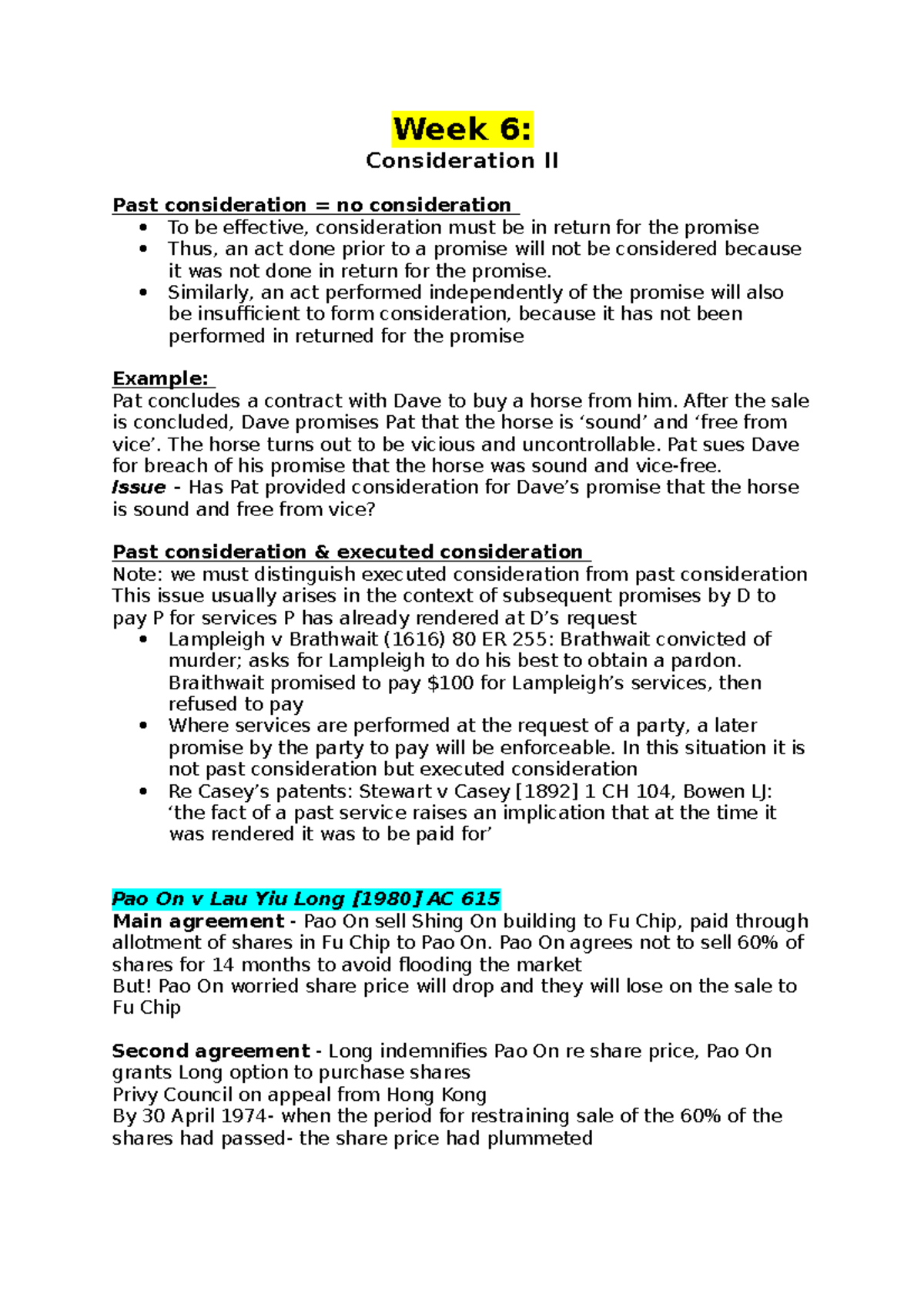 LLB120 Contract Law - Consideration (part 2) - Week 6: Consideration II ...