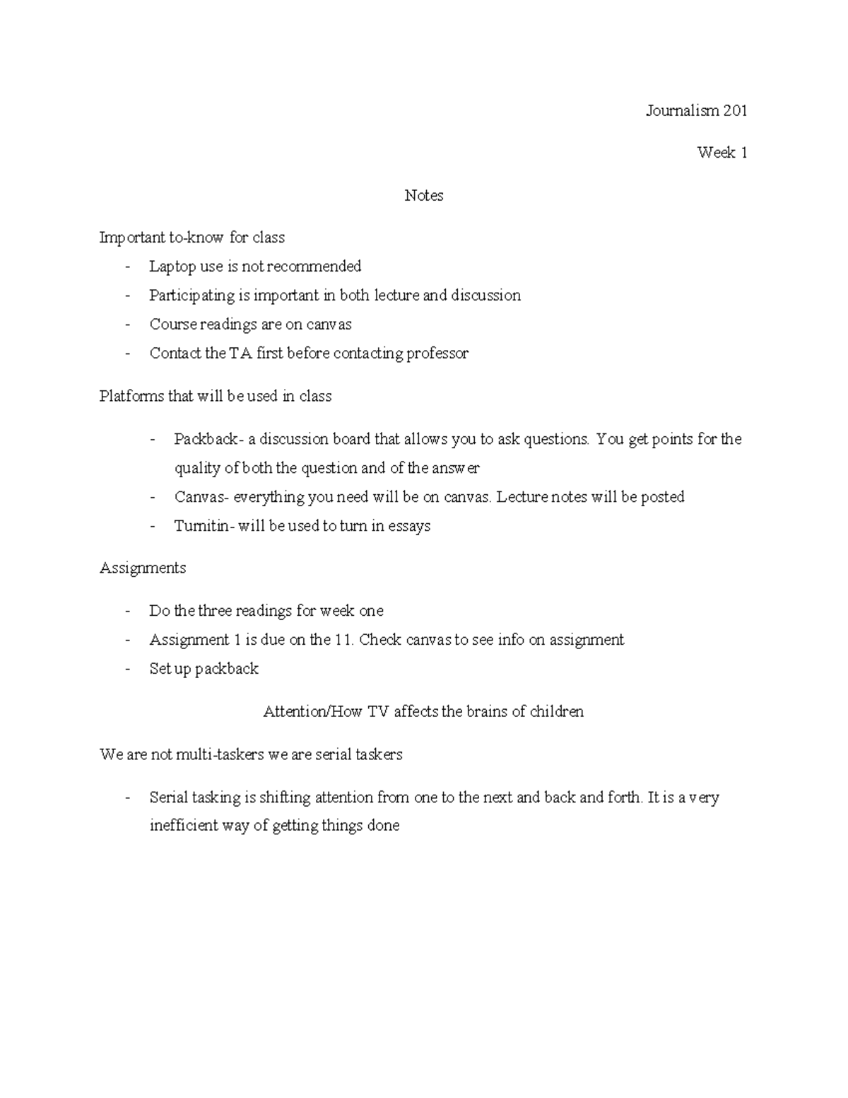 Introduction To Mass Communication - Summary - Journalism 201 Week 1 ...