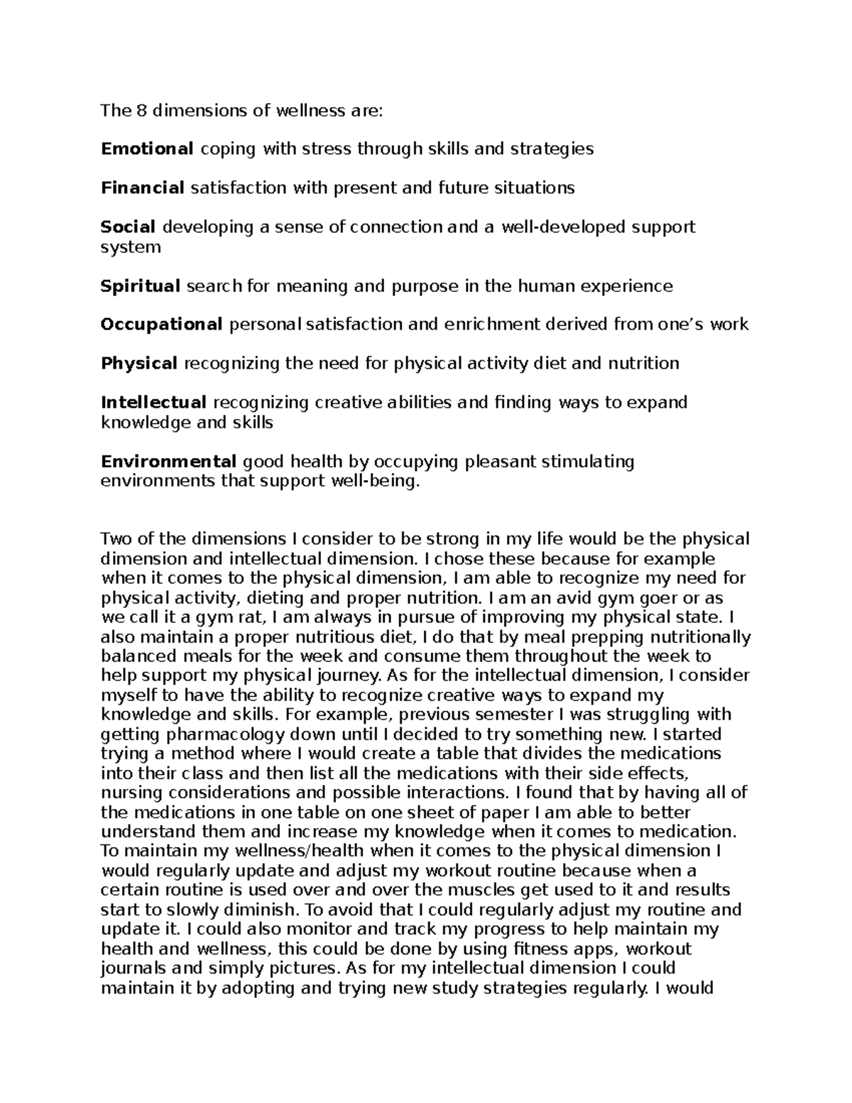 The 8 dimensions of wellness HADI SAAB - The 8 dimensions of wellness ...