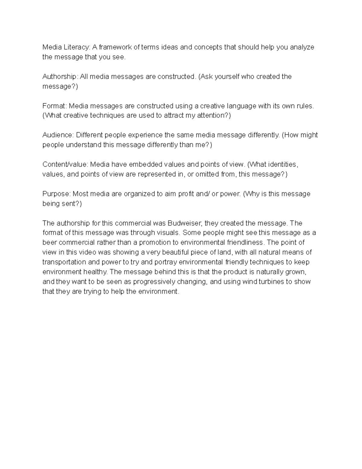 College Comp 2 definitions - Media Literacy: A framework of terms ideas ...