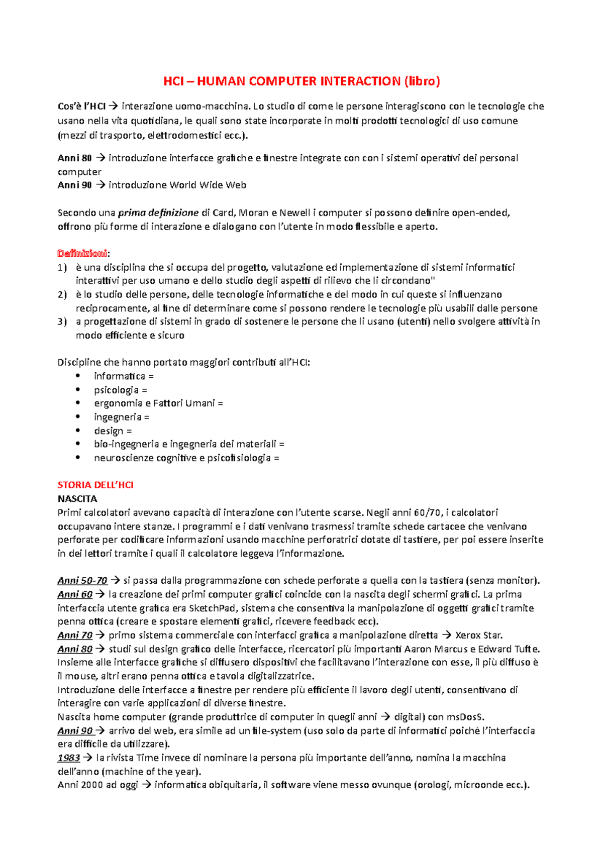 HCI - Riassunto prima parte di interazione uomo macchina (HCI) - HCI ...