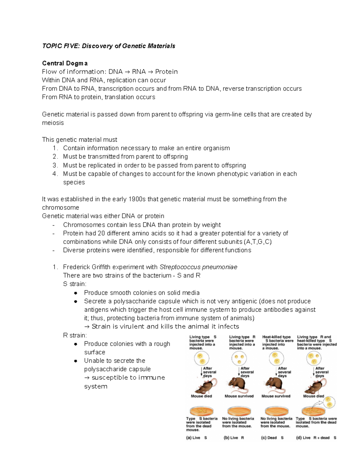 LSM2105 CH Block - TOPIC FIVE: Discovery of Genetic Materials Central ...