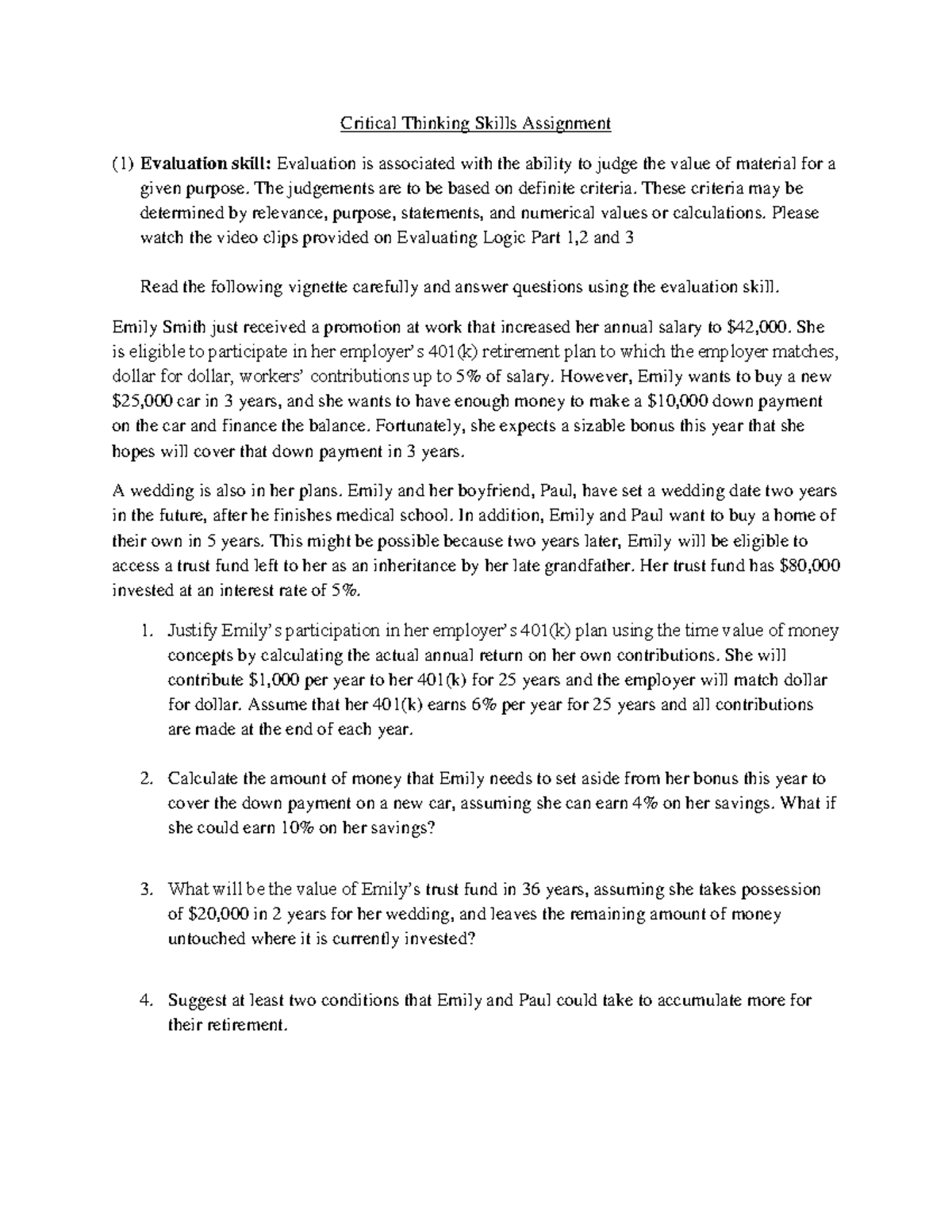 PFI-Critical Thinking Assignment - Critical Thinking Skills Assignment ...