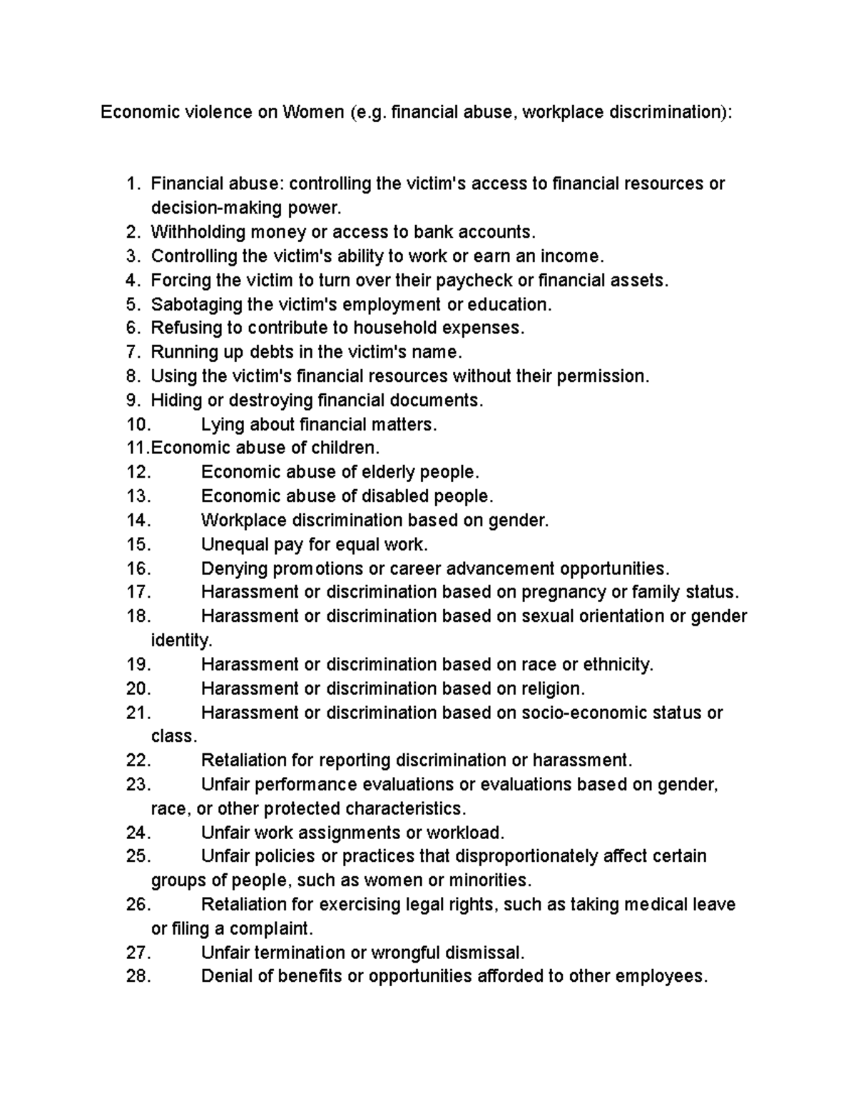 Economic violence on Women - financial abuse, workplace discrimination ...