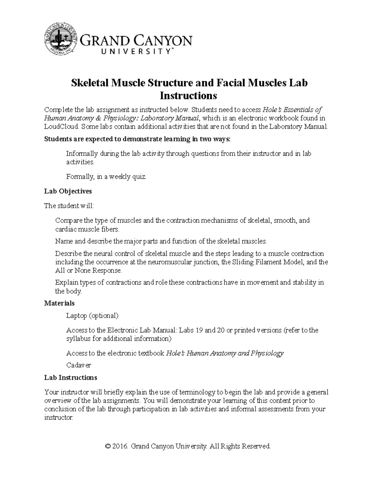 BIO 155L RS Skeletal Muscle Lab - Skeletal Muscle Structure and Facial ...