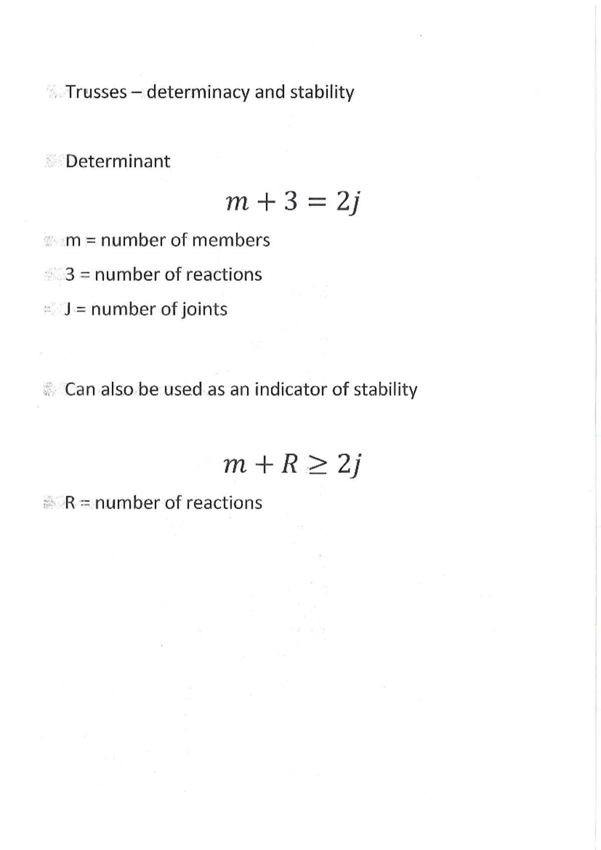 Trusses determinacy and stability - All loading must be applied at the ...