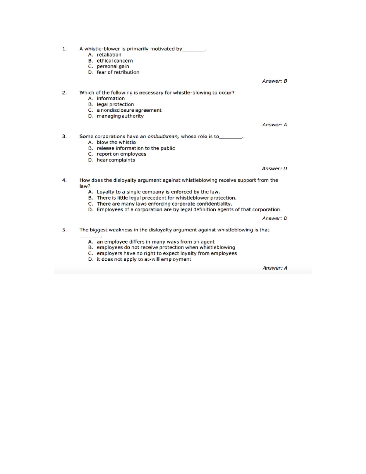 Whistle blowing - Business Ethics - Studocu