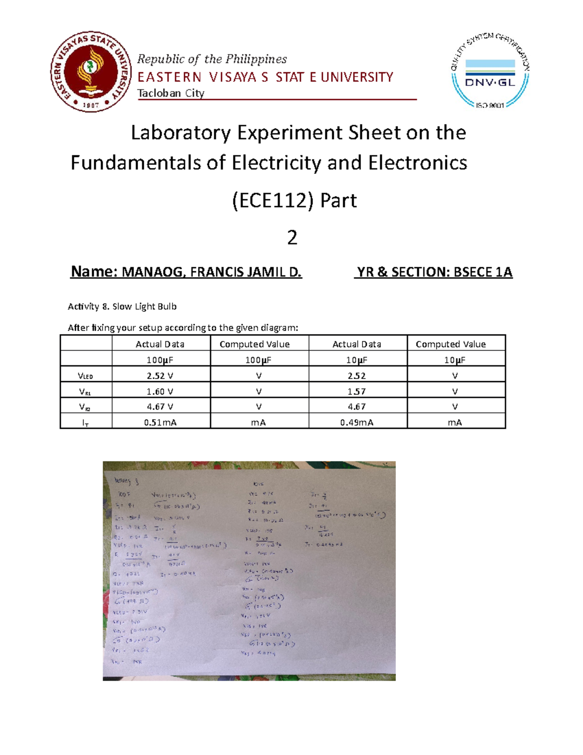 ECE 112 PART 2 Experiment - Manaog, Francis Jamil D - Laboratory ...