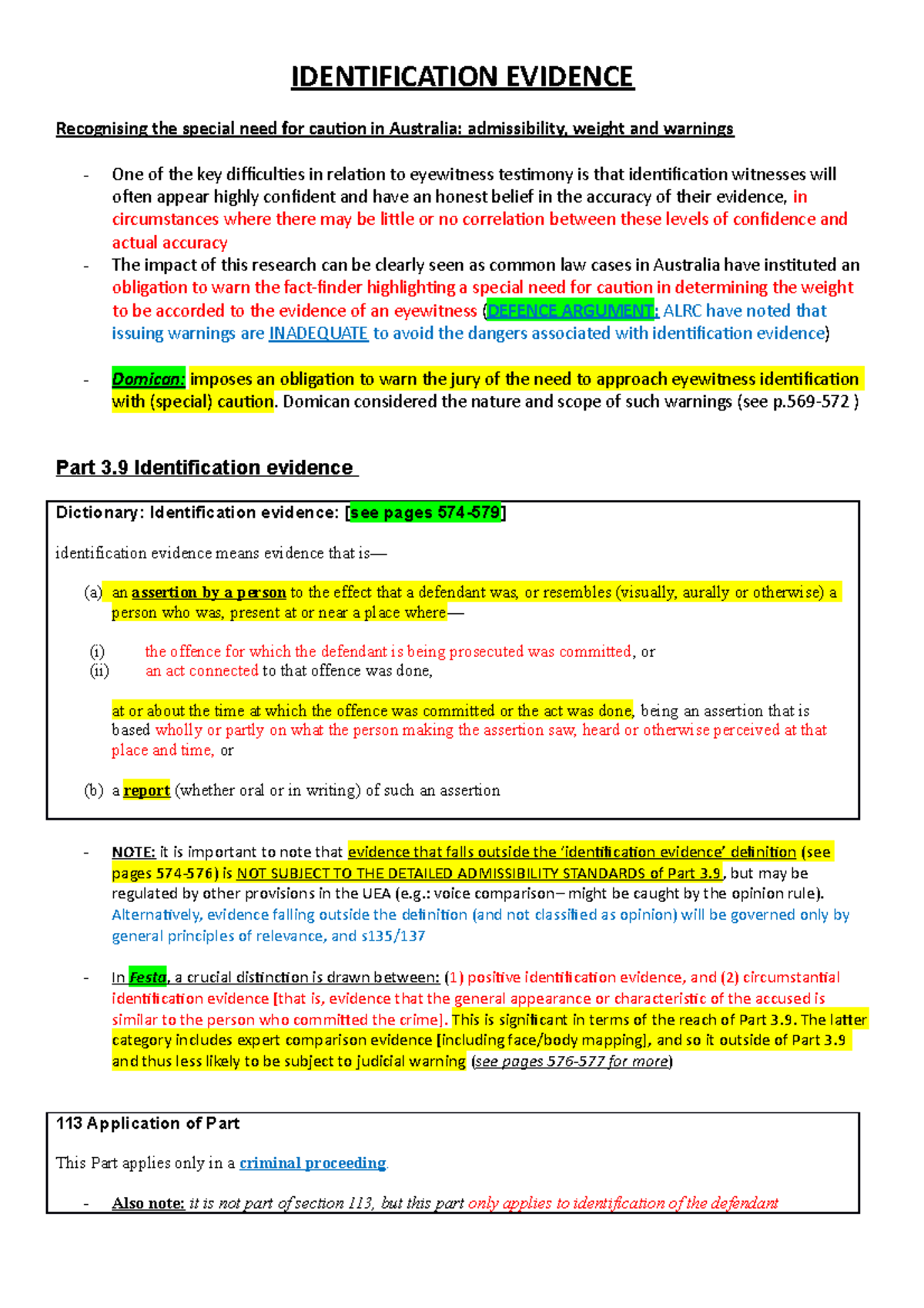 Identification Evidence - IDENTIFICATION EVIDENCE Recognising the ...