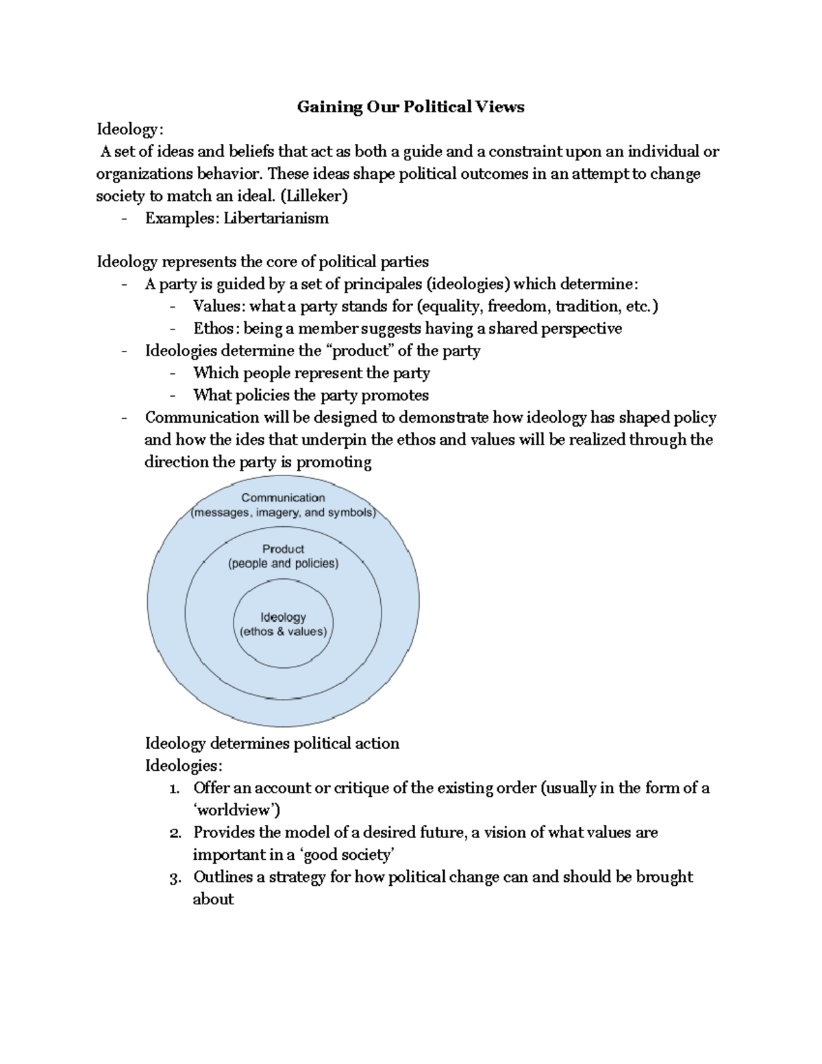 Gaining Our Political Views - Gaining Our Political Views Ideology: A ...