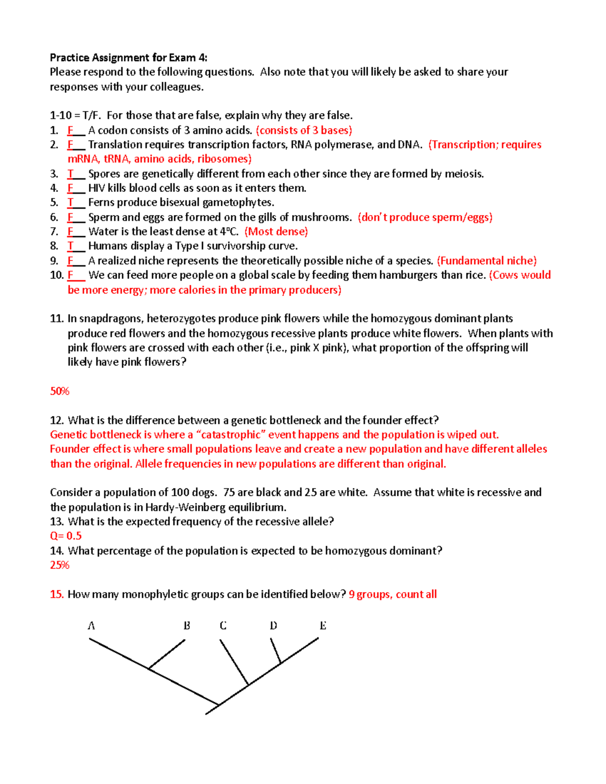 Final Exam General Biology 151 Assignment - Practice Assignment for ...