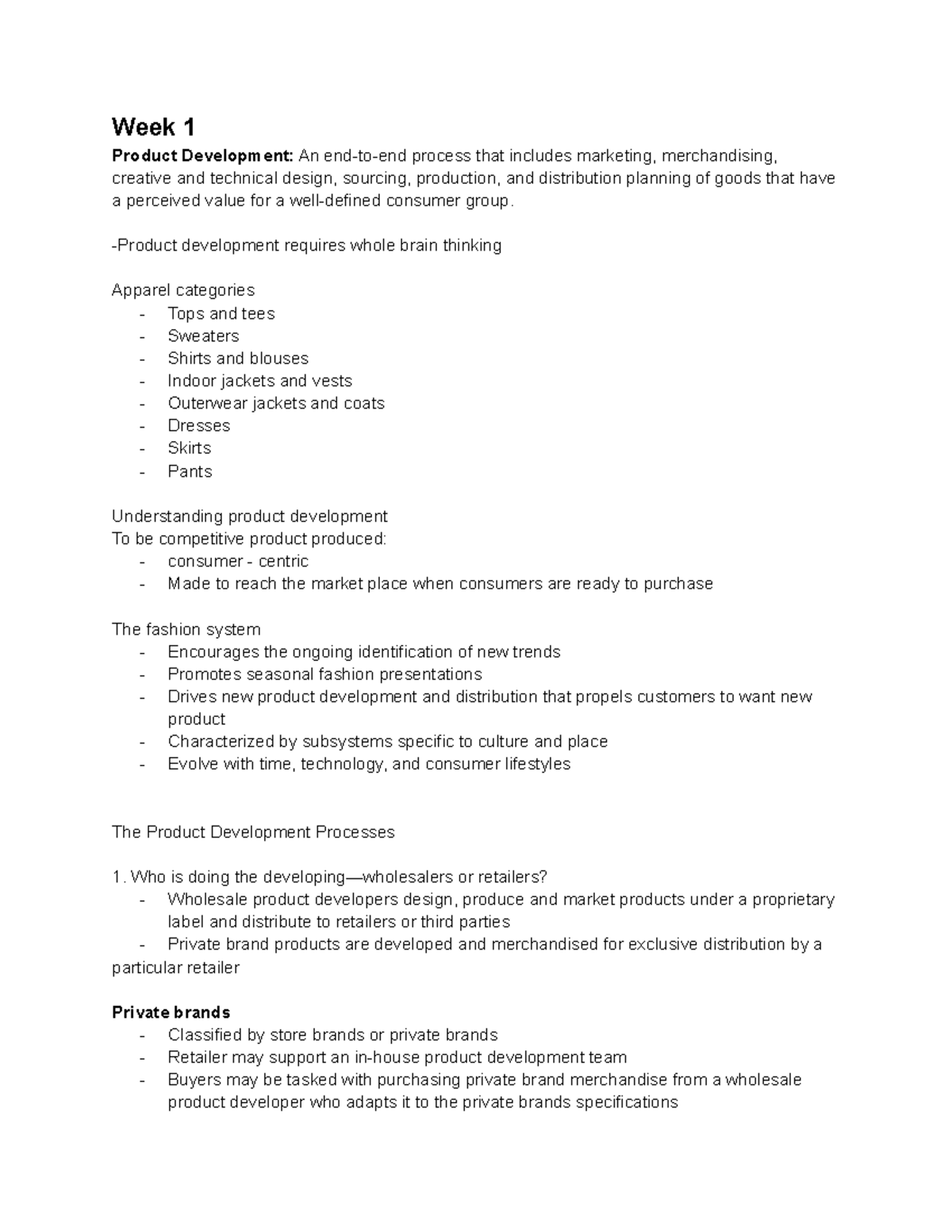 Product Development Lecture Notes Week 1 Product Development An End To End Process That
