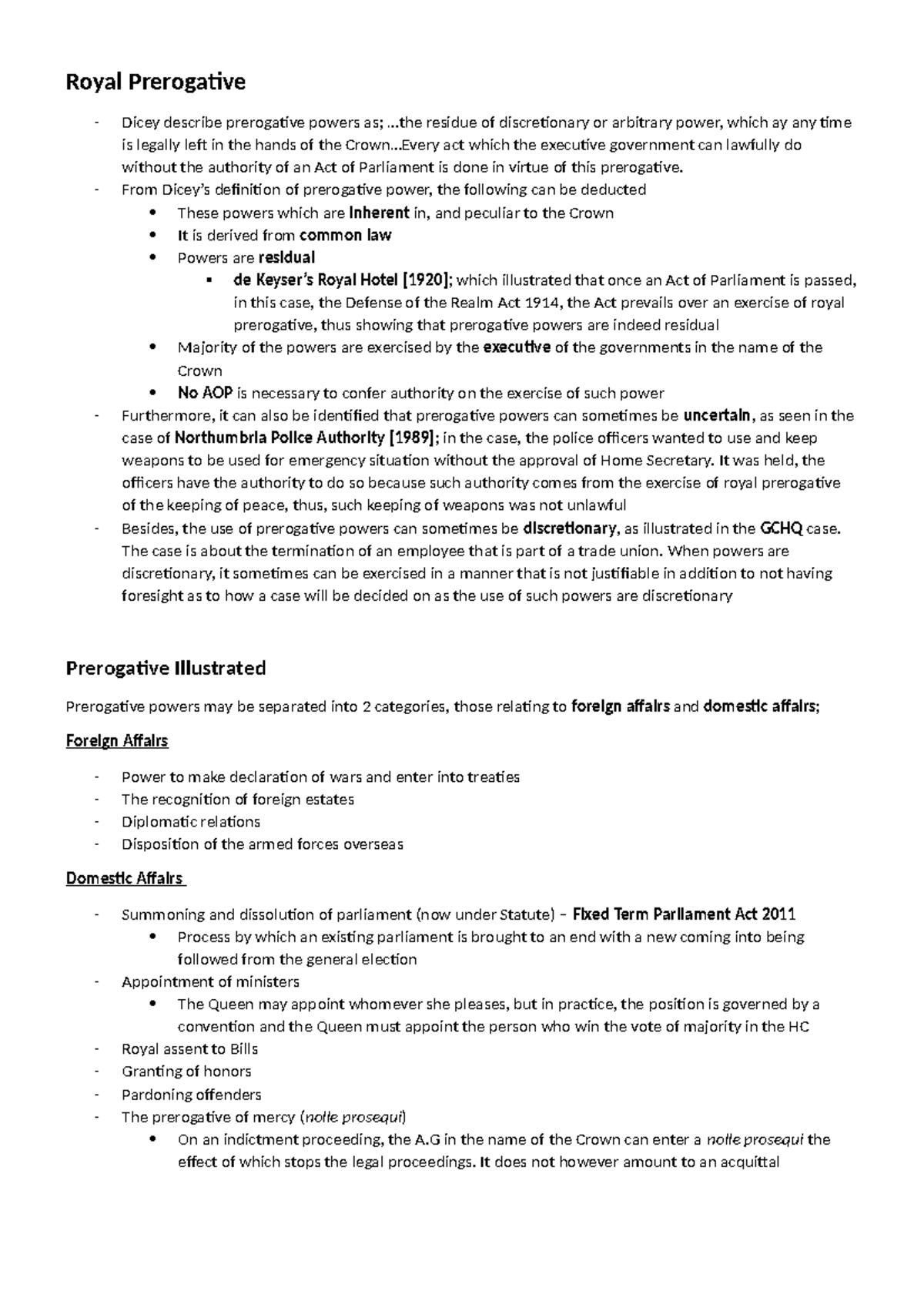 The Crown Notes For Constitutional and Administrative Law I - Studocu