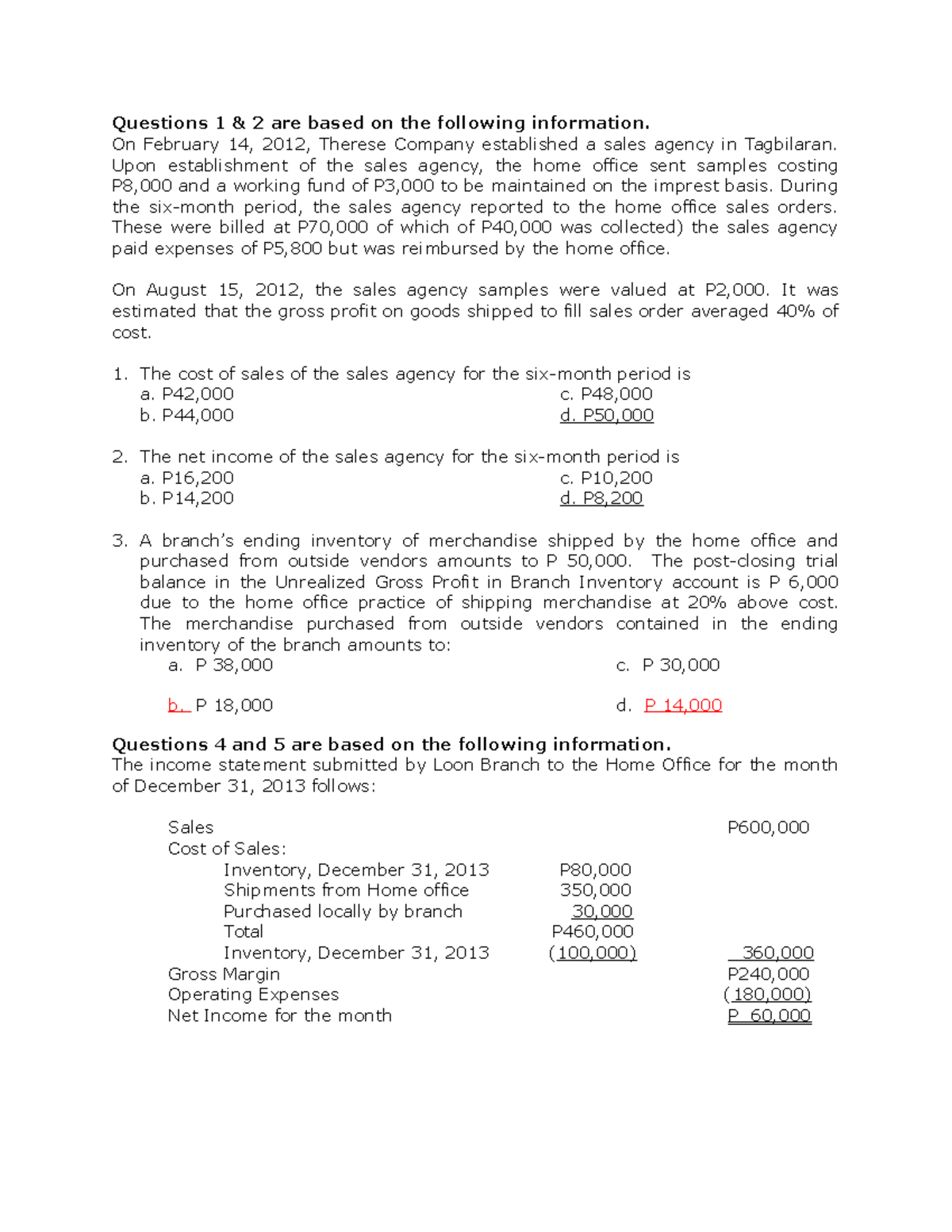 3382003 53-HO-BAccounting - Questions 1 & 2 are based on the following ...
